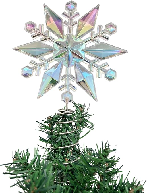 Amazon.com: PEPPERLONELY Miniature Iridescent Snowflake Mini Tree ...