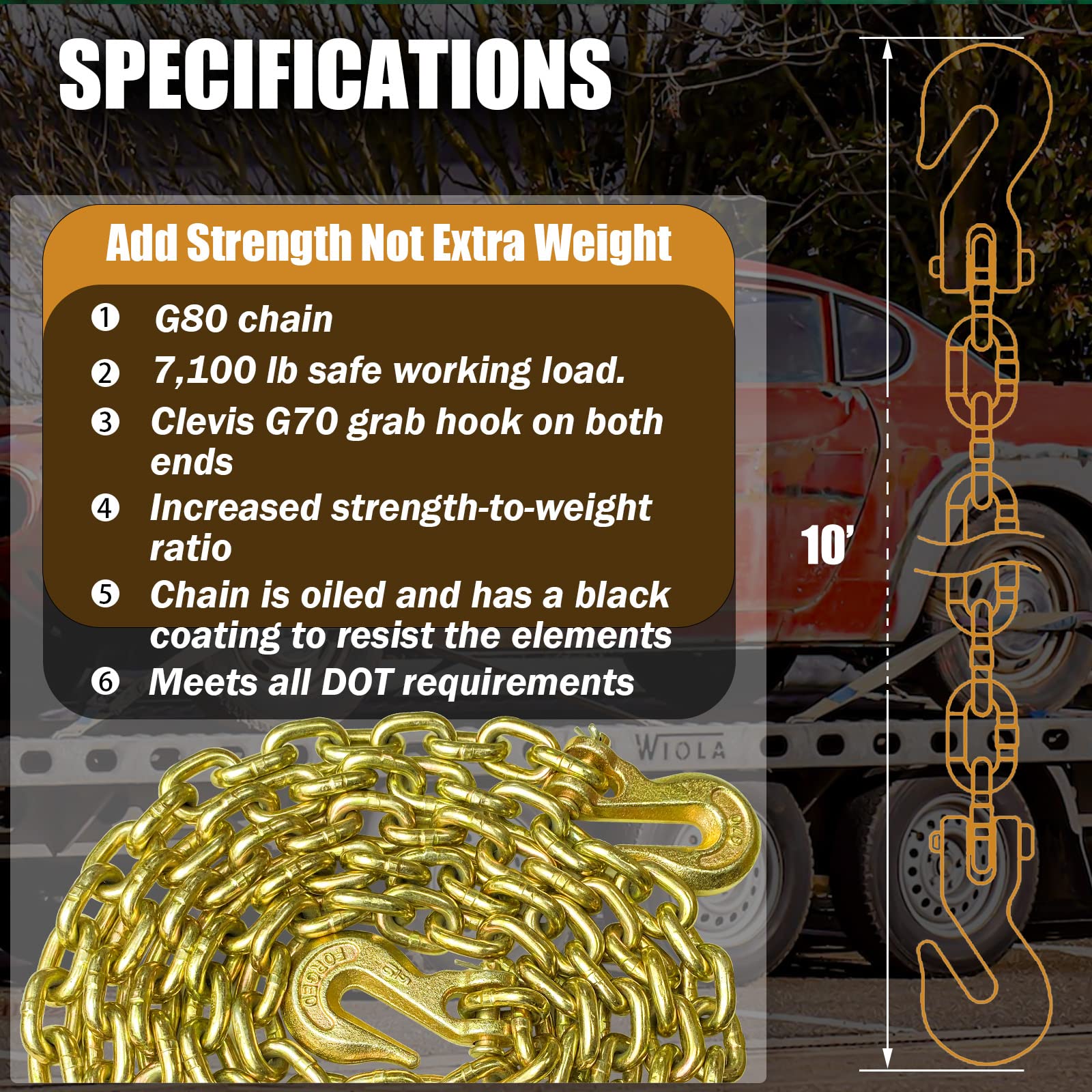 Snapklik.com : FITHOIST G80 Transport Binder Chain 5/16 Inch X 10 Foot ...