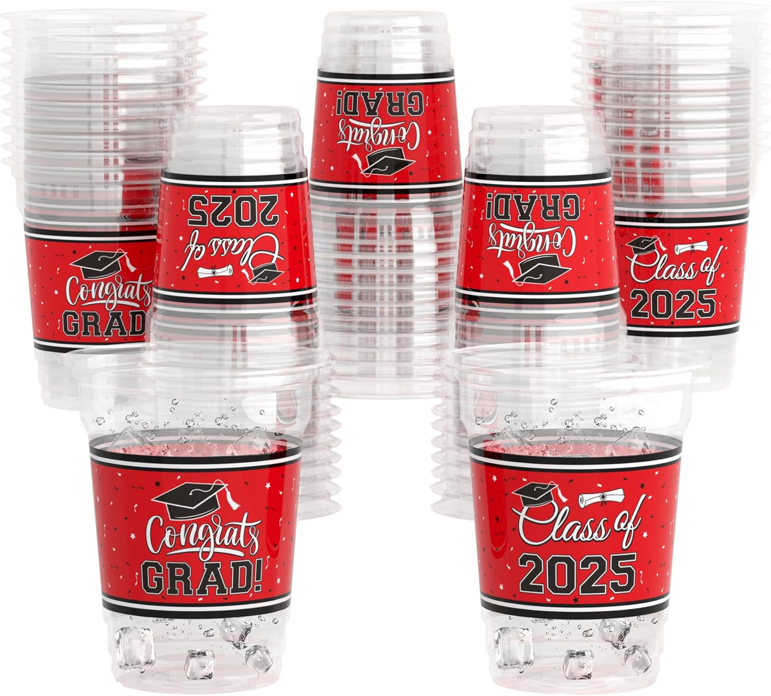 Amazon.com: YQUQWN 50 PCS 12oz Graduation Cups Disposable Red Plastic ...