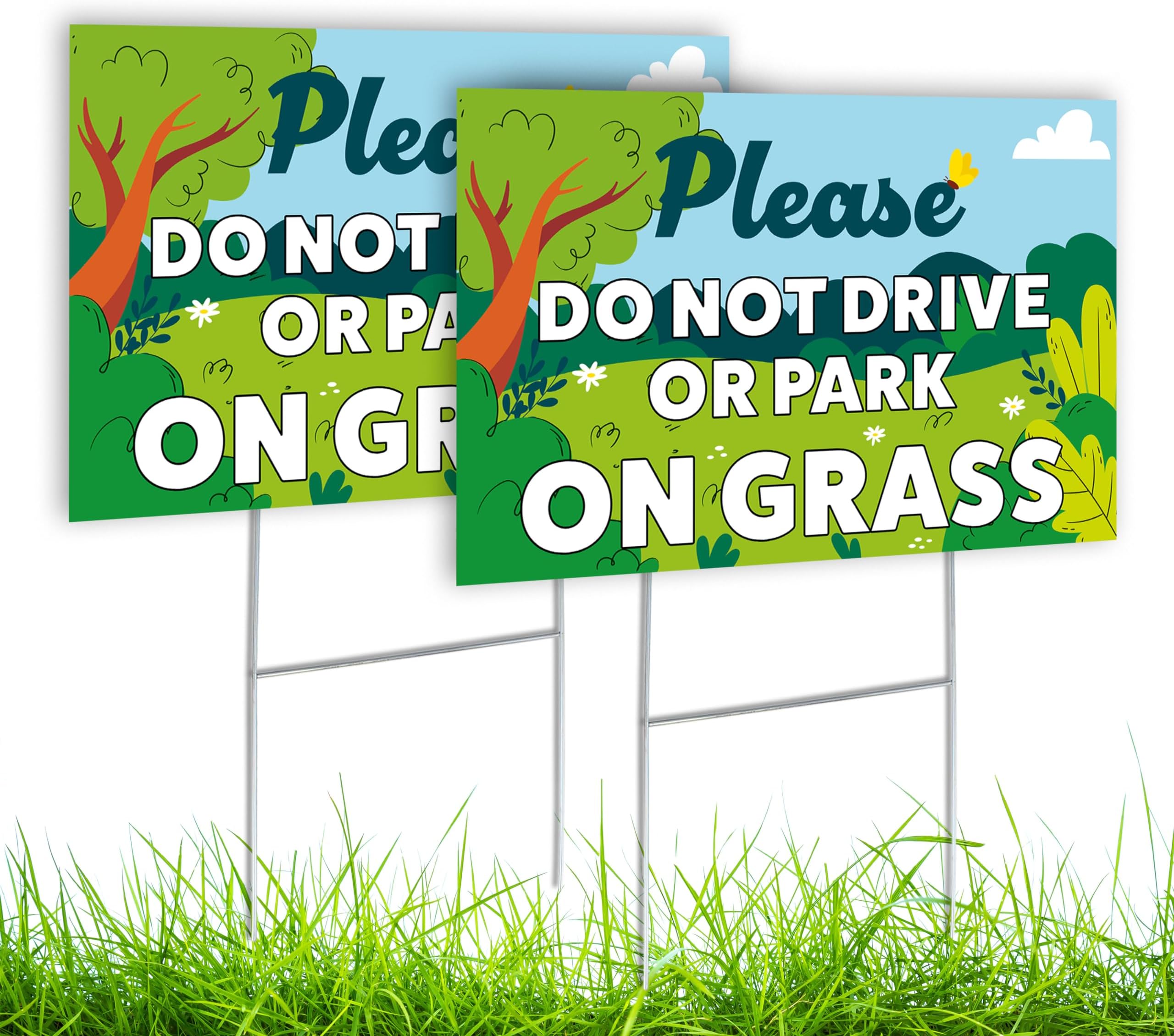 Amazon.com: DIMARONGTON 2PC Please Do Not Drive or Park on Grass Signs ...
