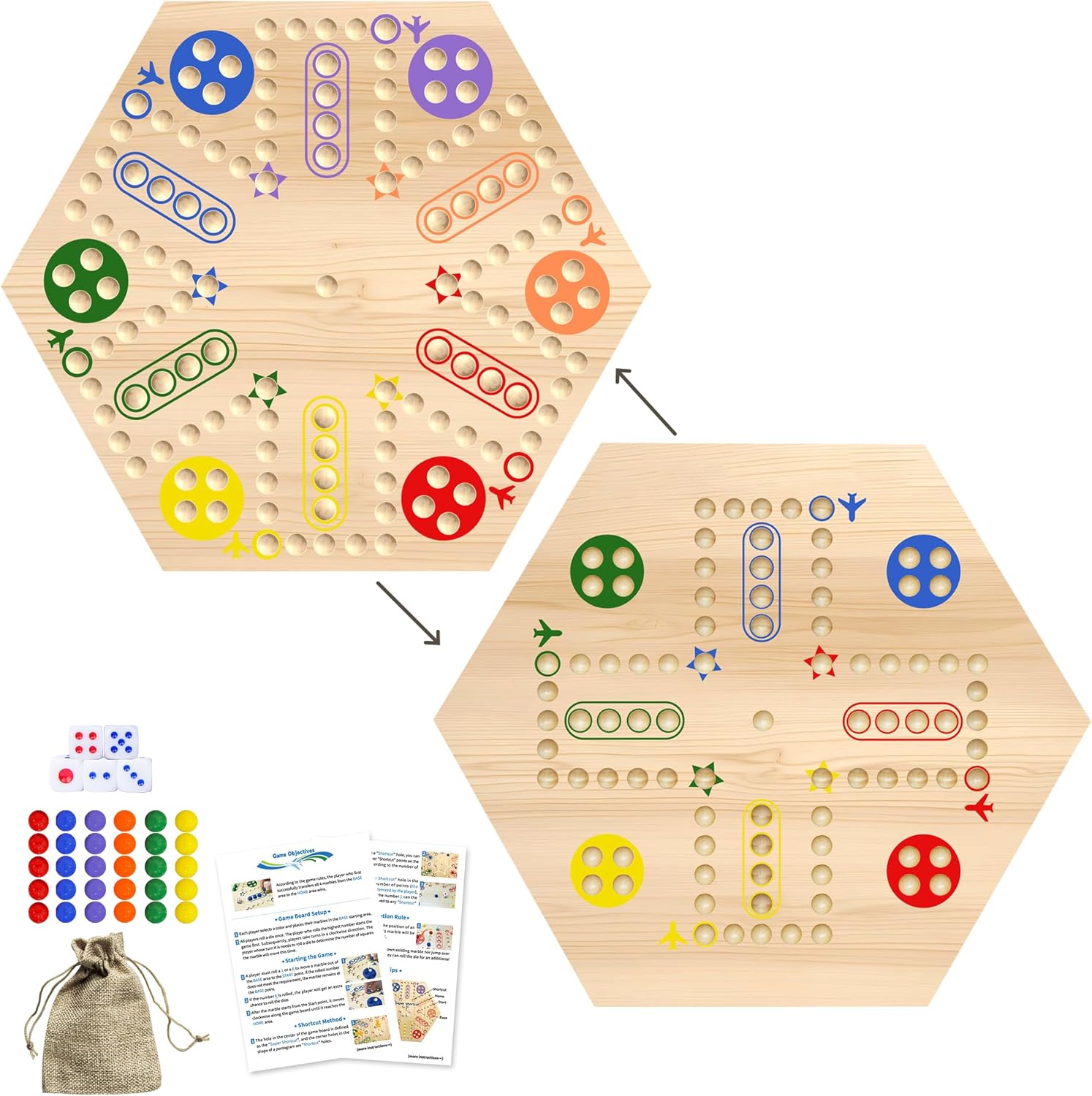 Amazon.com: Wooden Wahoo & Aggravation Board Game – Double-Sided ...