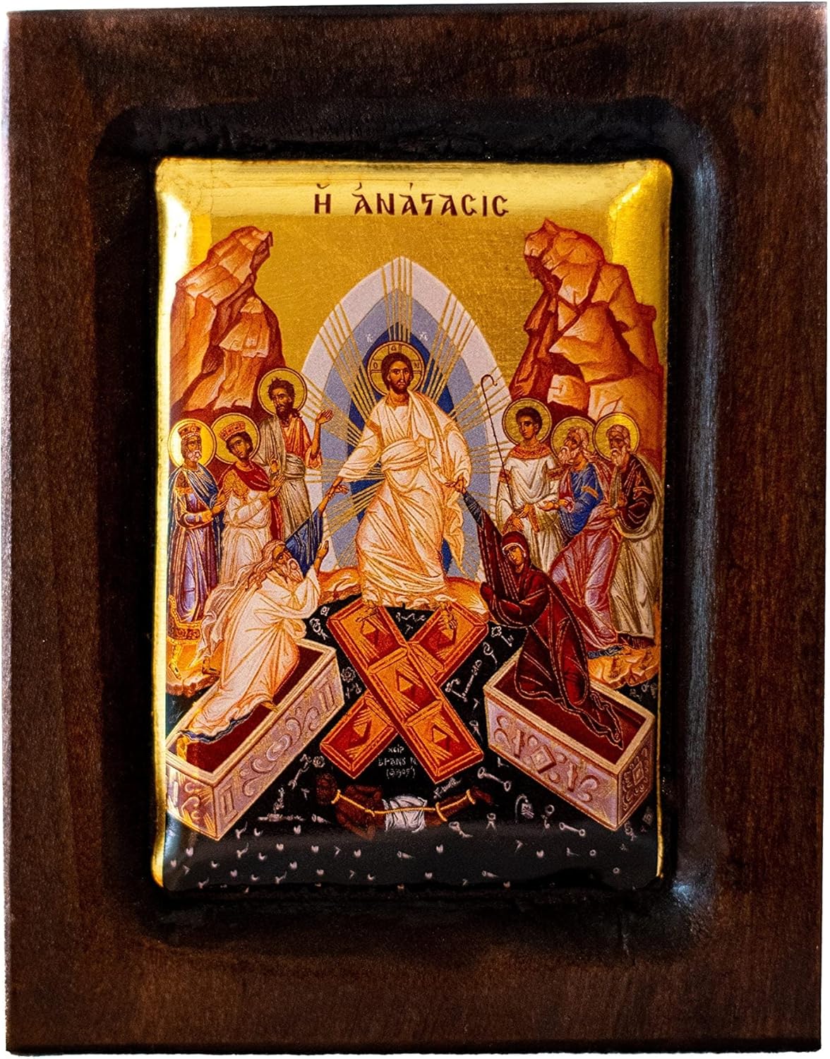 Amazon.com: Resurrection Jesus Christ icon, Handmade Greek Orthodox ...