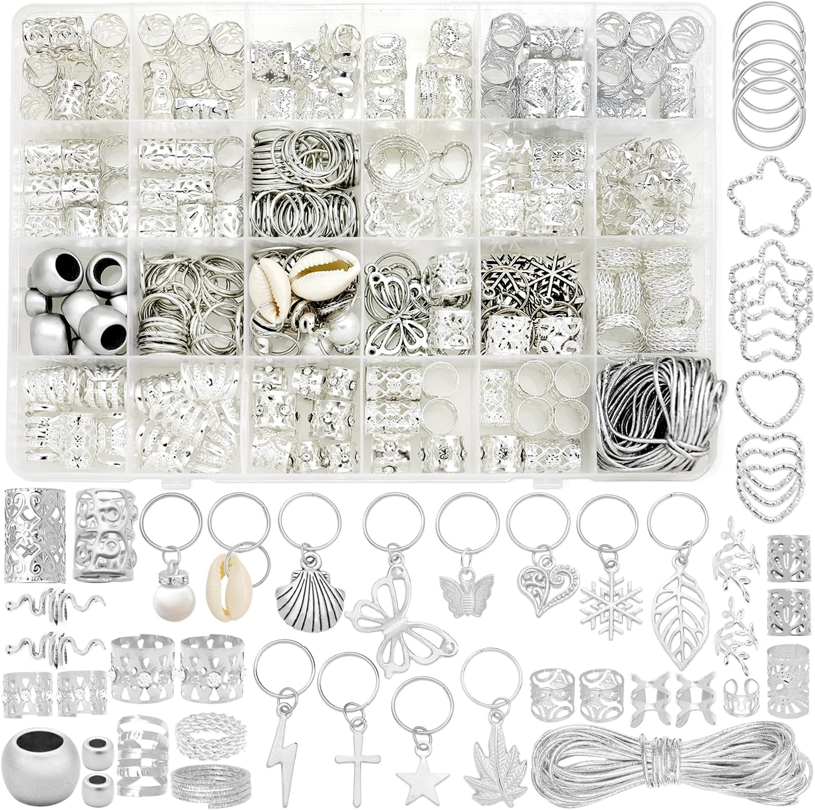 Amazon.com: Fscwlmon 309Pcs Hair Jewelry for Women Braids,Hair Loc Cuff Coils Rings for ...