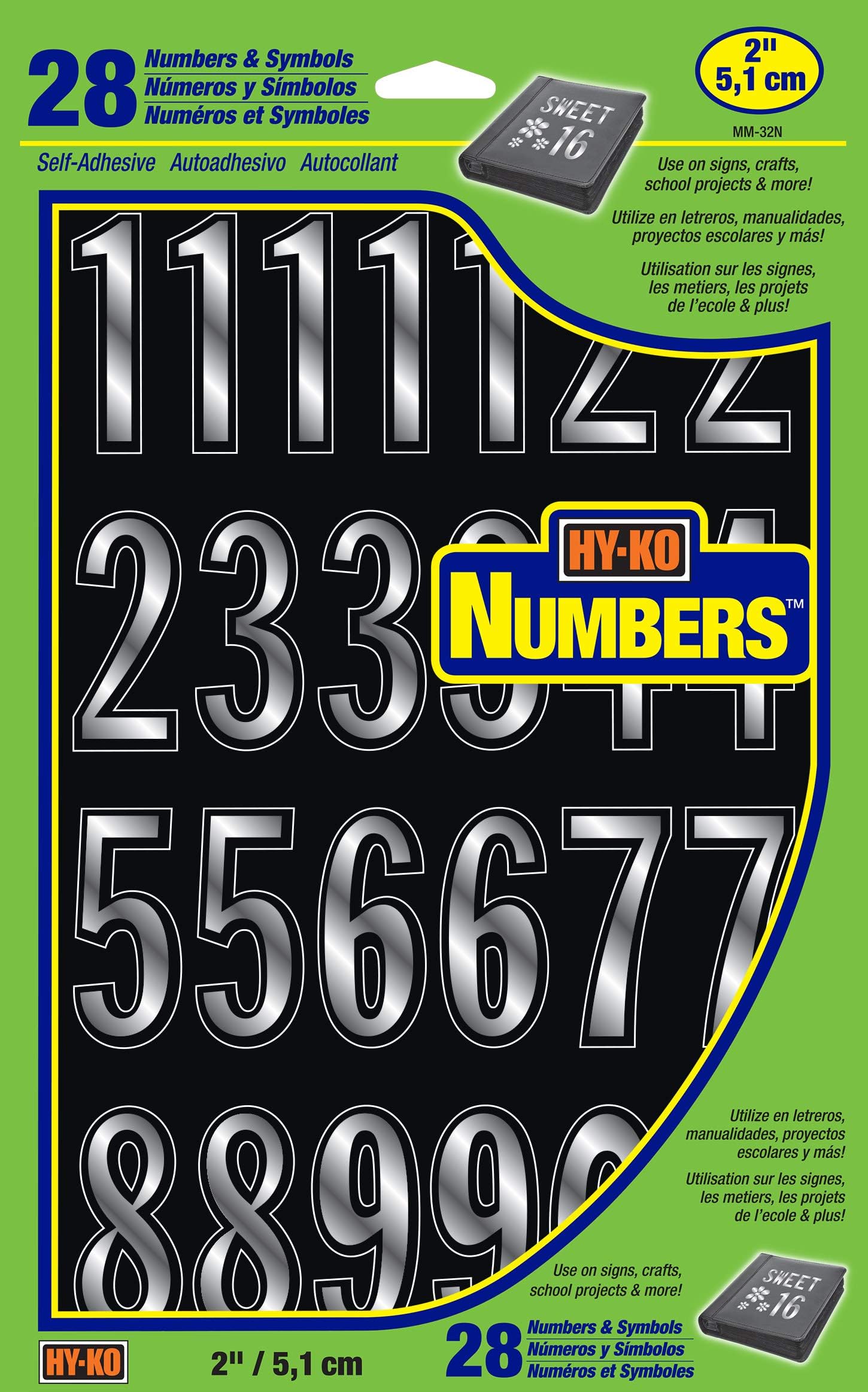Amazon.com: HY-KO Products 30005 Self Adhesive Vinyl Die Cut Numbers ...
