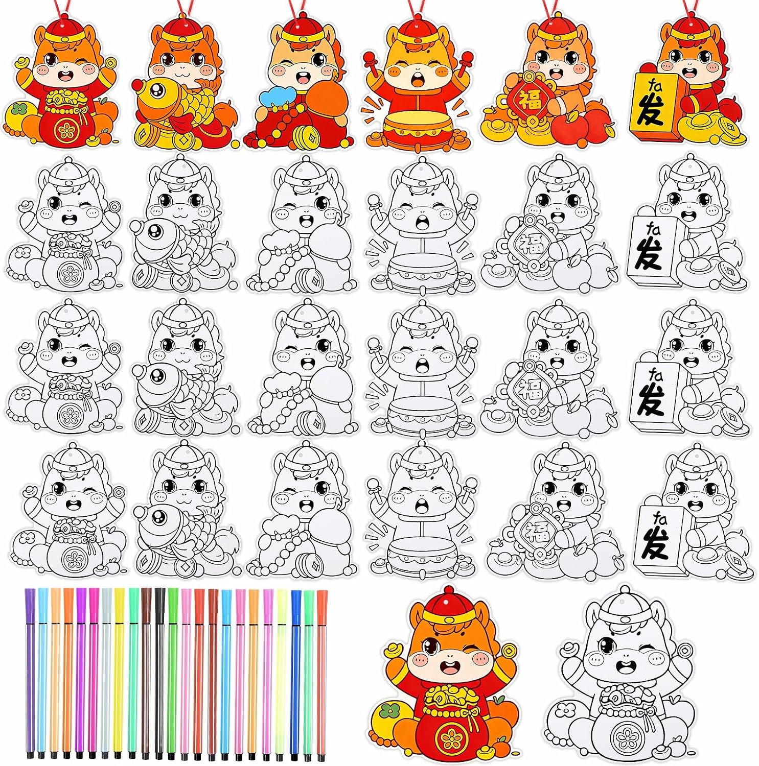 Amazon.com: 24PCS Chinese New Year Craft Coloring Cards 2026 Lunar New ...