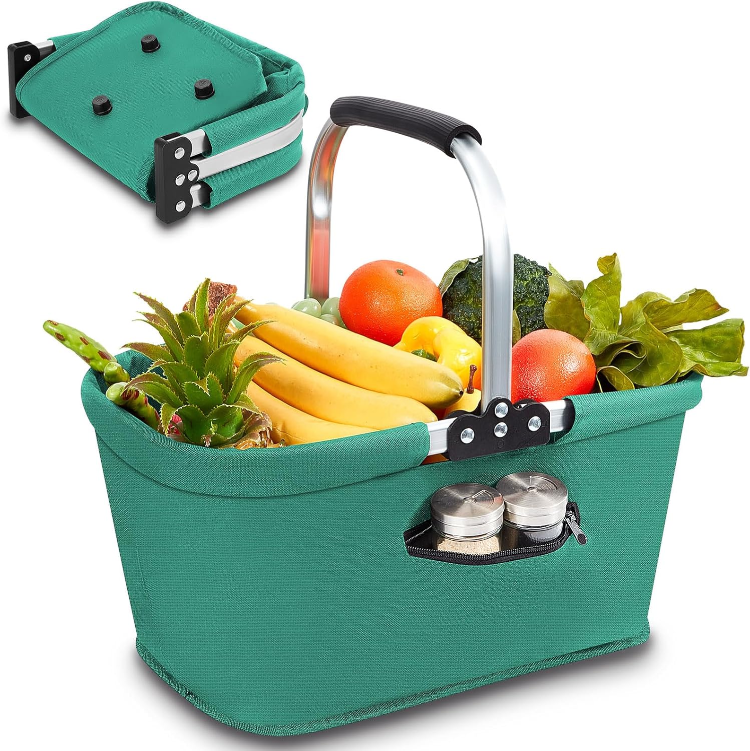 Amazon.com : 2 Pcs Folding Picnic Basket Collapsible Market Basket ...