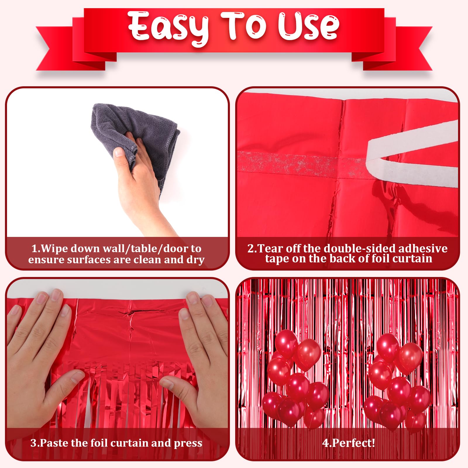 Snapklik.com : 2 Pack Red Foil Fringe Backdrop Curtains, Tinsel ...