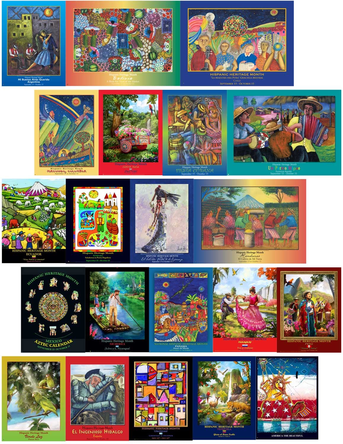 Amazon.com: Hispanic Country Poster Set - 21 Posters All 20 Hispanic ...