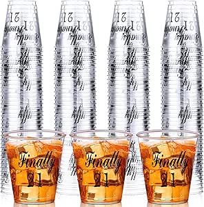 Amazon.com: Roshtia 100 Pcs 21st Birthday Shot Glass Finally 21 Plastic ...
