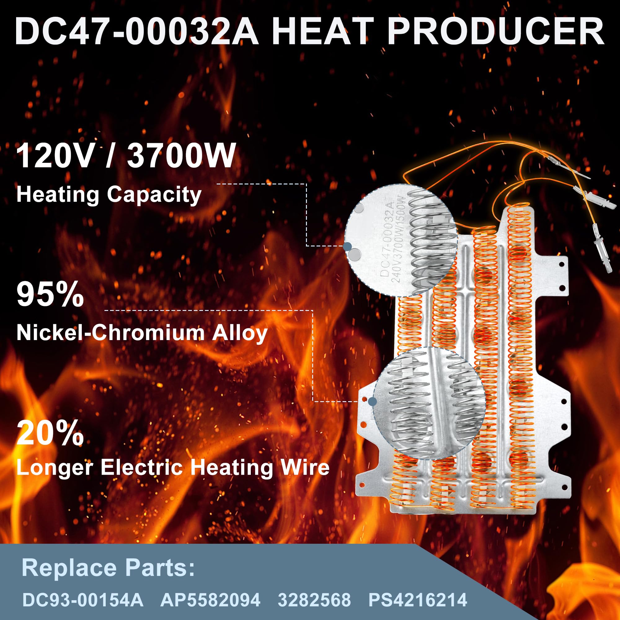 Snapklik.com : DC47-00032A Dryer Heating Element Kit Replacement For 3 ...