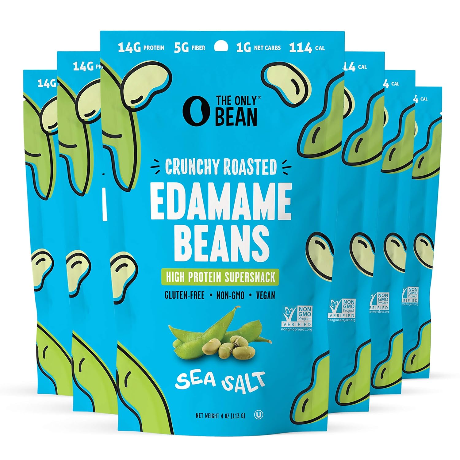 Amazon.com: The Only Bean Crunchy Roasted Edamame Beans, Sea Salt, High ...