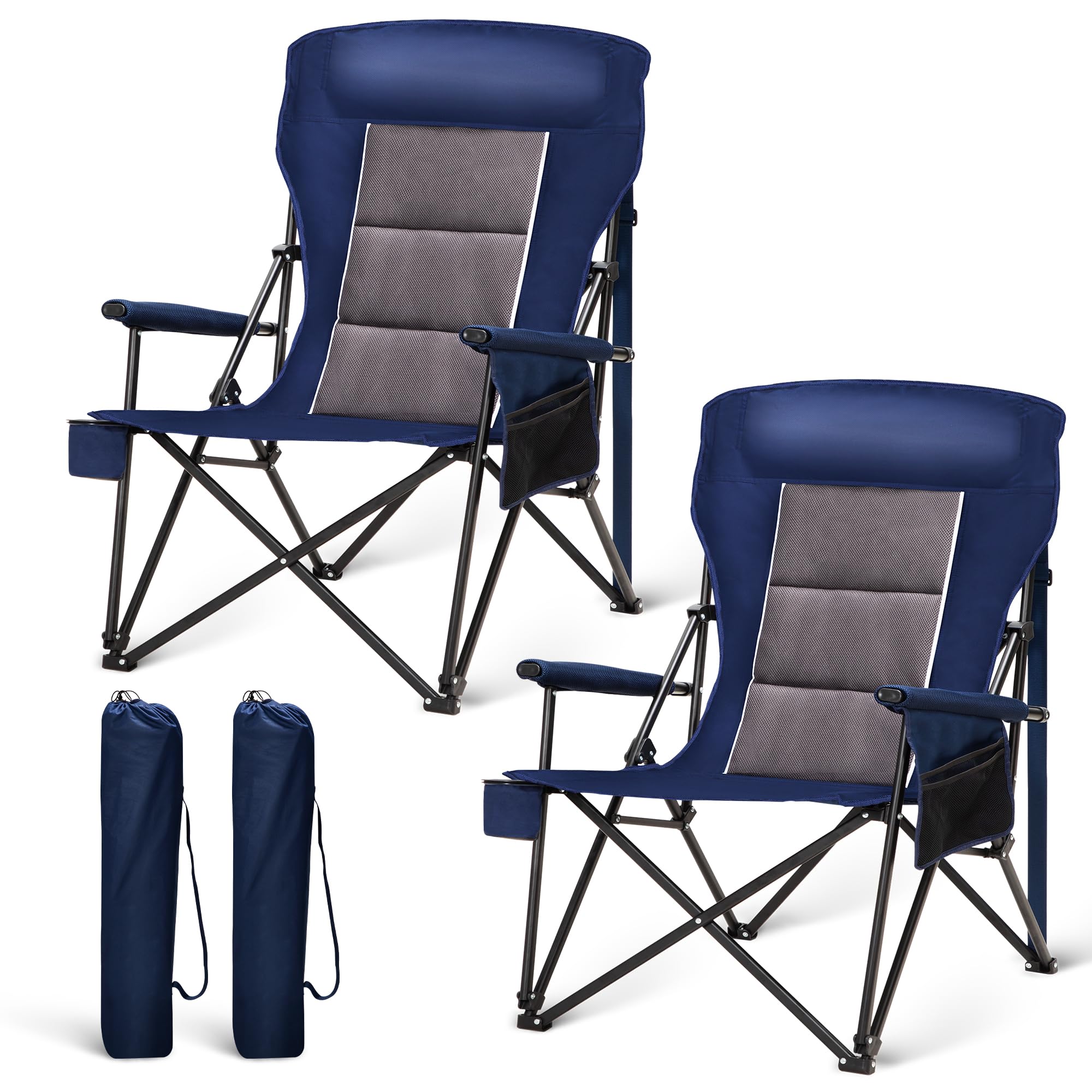 Amazon.com: LET'S CAMP Oversized Camping Chairs 29.52" High Back Heavy ...