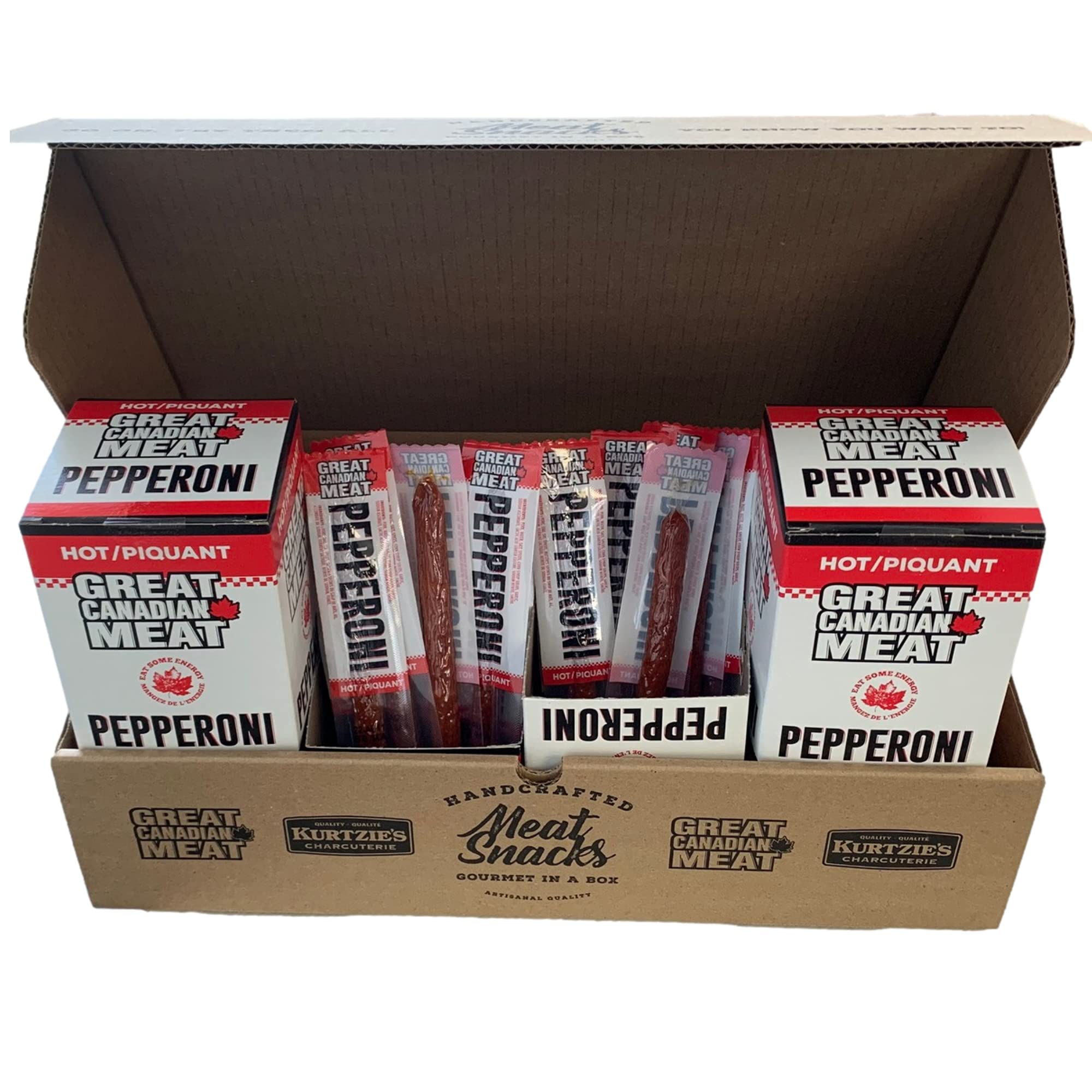 Hot Pepperoni Sticks Bulk Box, 72 x 22g Caddies by Great Canadian Meat ...