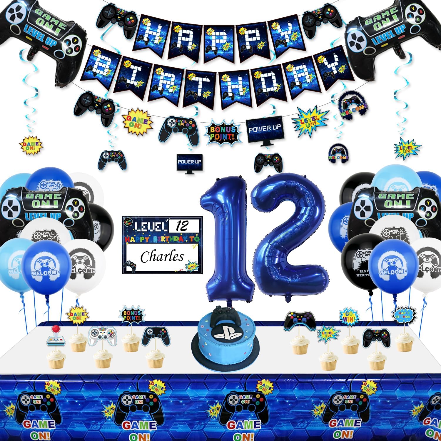 Amazon.com: 12th Birthday Decorations for Kids-Gaming Party Decorations ...