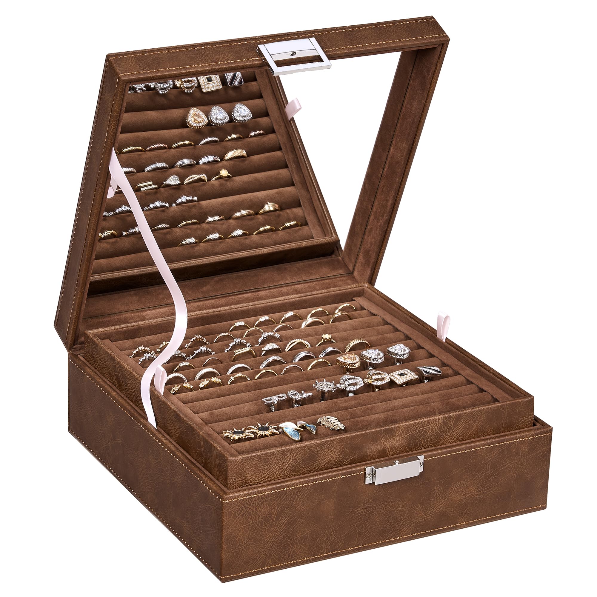 Amazon.com: BEWISHOME Cufflink Box Ring Organizer and Earring Box ...