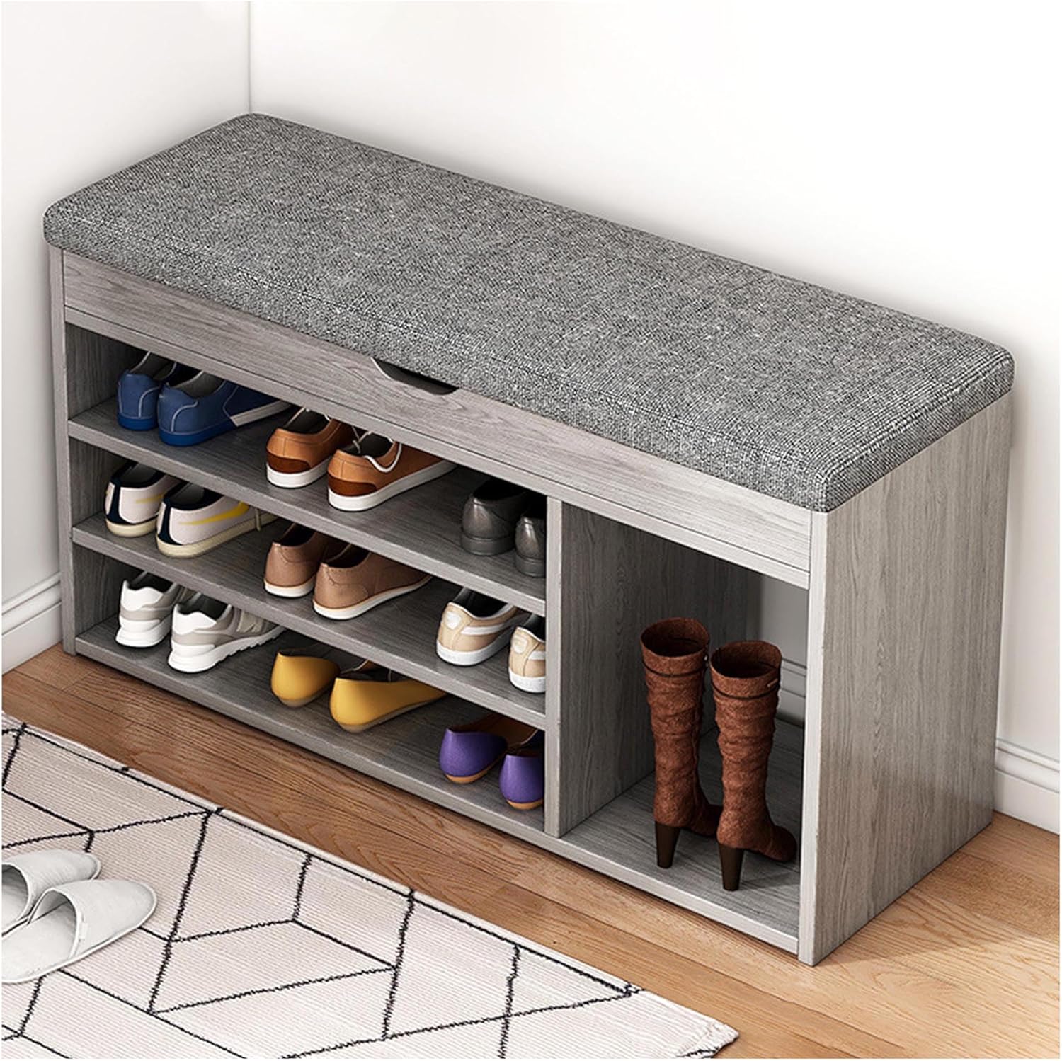 Amazon.com: IPSU Shoe Bench Storage with Seat, Modern 3-Tier Entryway ...