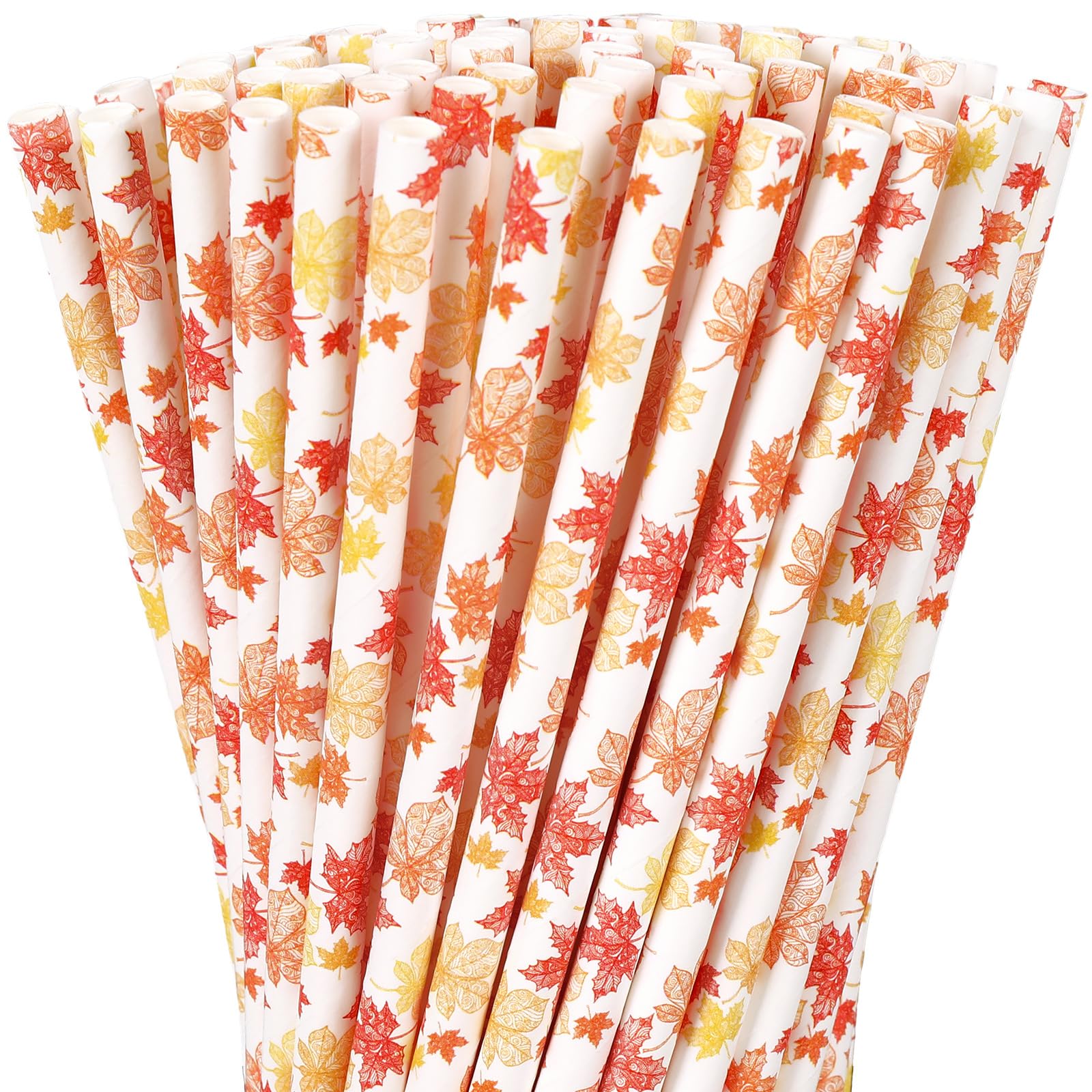 Amazon.com: Whaline 200Pcs Fall Thanksgiving Paper Straws Maple Leaf ...