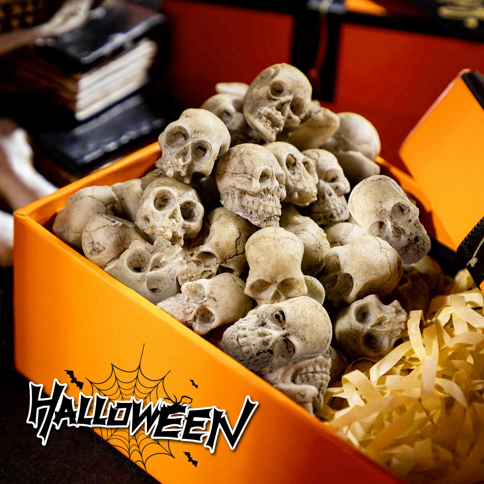 Snapklik.com : Mini Skull Figurine, Halloween Resin Skull, Miniature ...