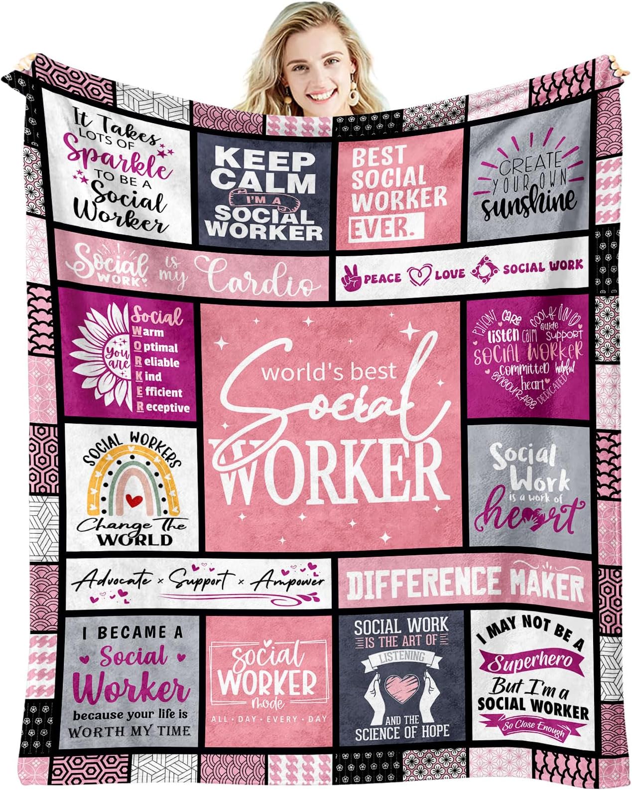 Amazon.com: Social Worker Gifts for Women Throw Blanket 60 x 50 Inch ...