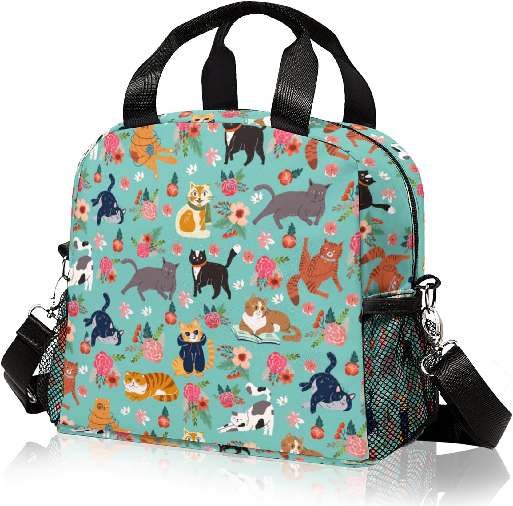 Amazon.com: Sinestour Cute Cats Insulated Lunch Bag Box Cartoon Lunch ...