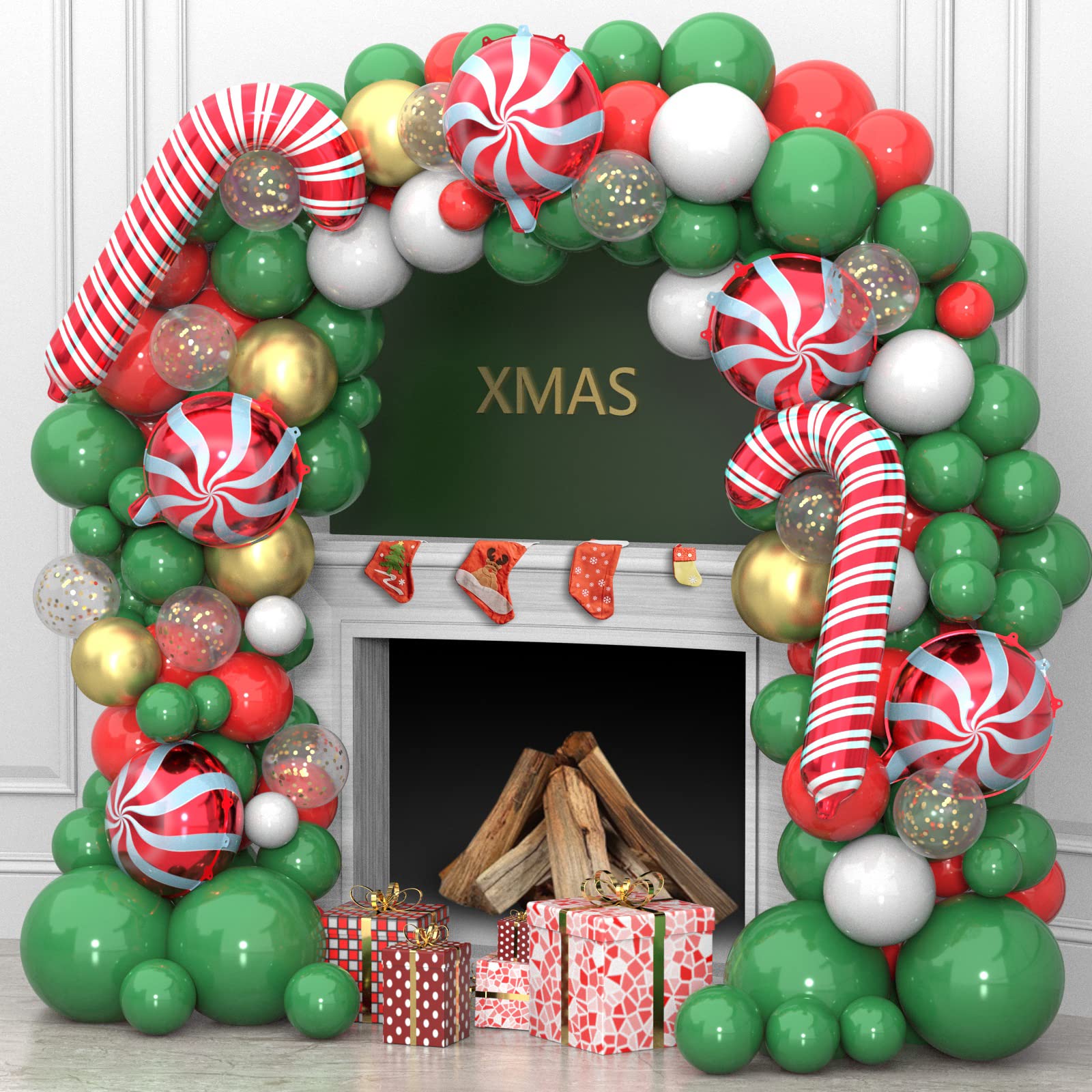 Amazon.com: Christmas Balloon Garland Arch Kit 150Pcs with Xmas Green ...