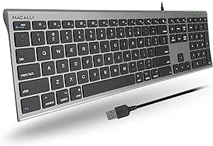 Amazon.com: Macally Ultra-Slim USB Wired Computer Keyboard - Works ...