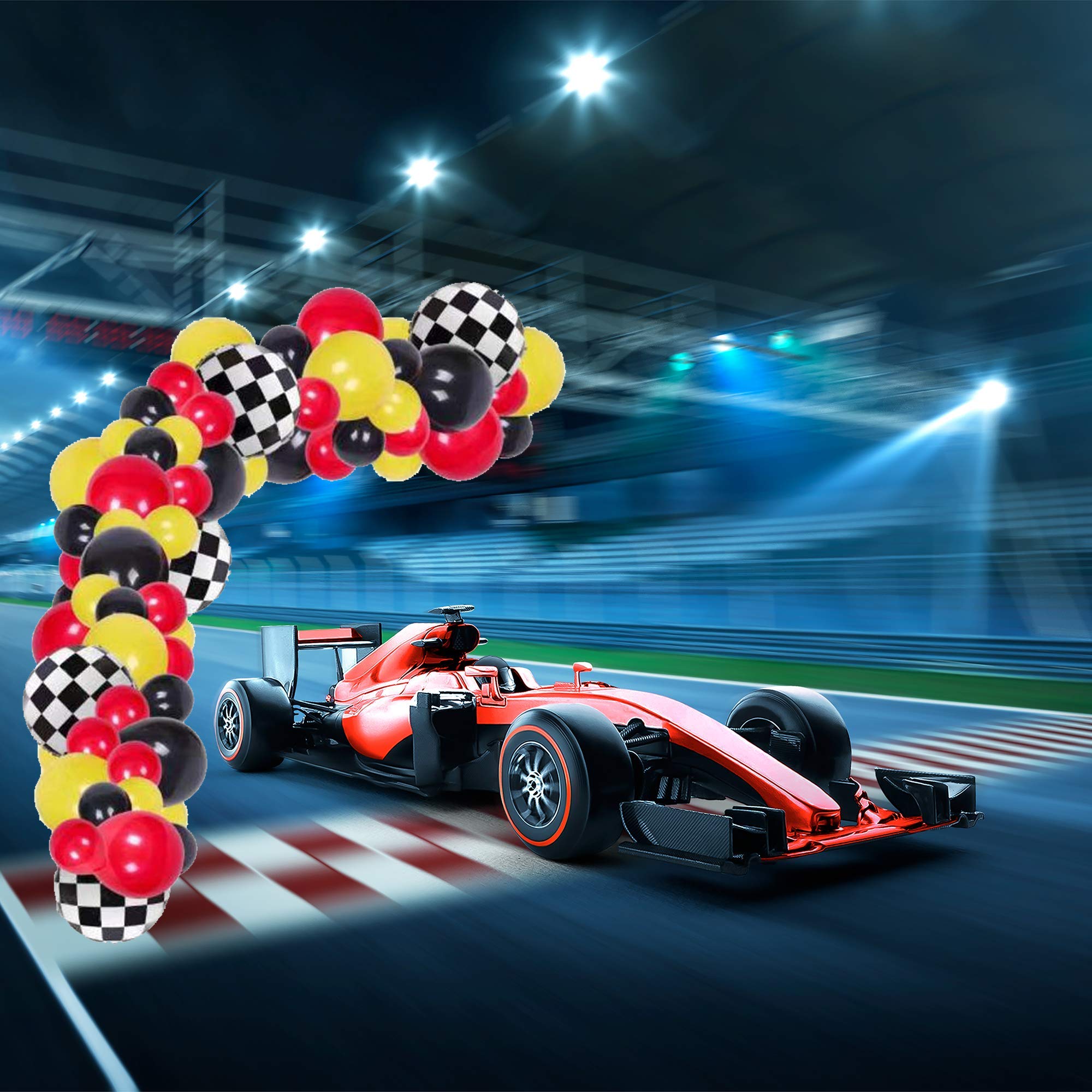 Racing Car Balloons Arch Set, Race Car Birthday, Checker Flag Balloon ...