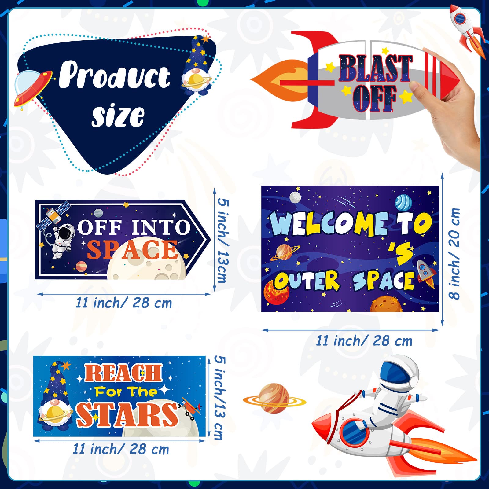 20 Pieces Outer Space Party Sign Space Birthday Party Decorations Solar ...