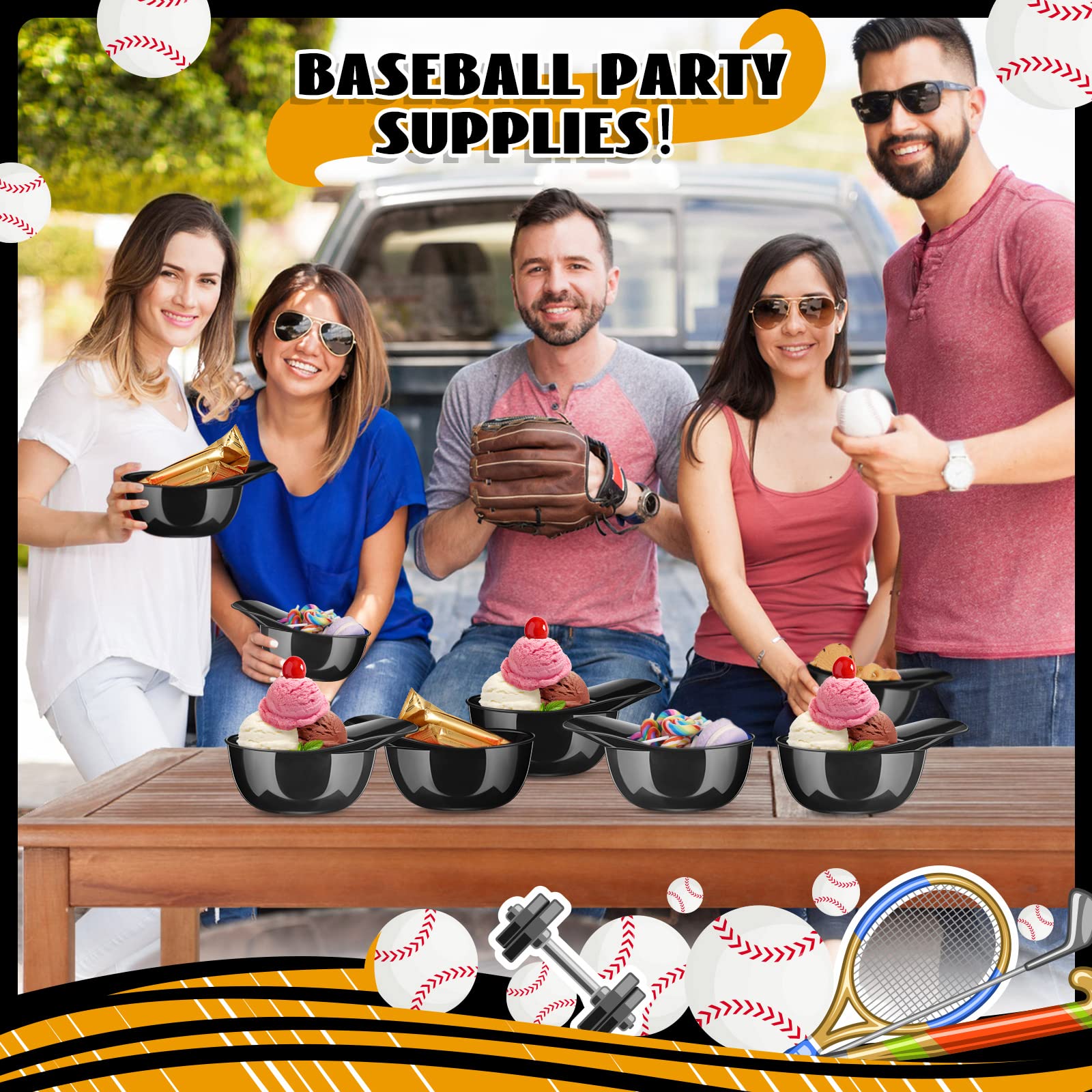 Snapklik.com : Baderke Baseball Helmet Ice Cream Snack Bowl 8 Oz Mini ...