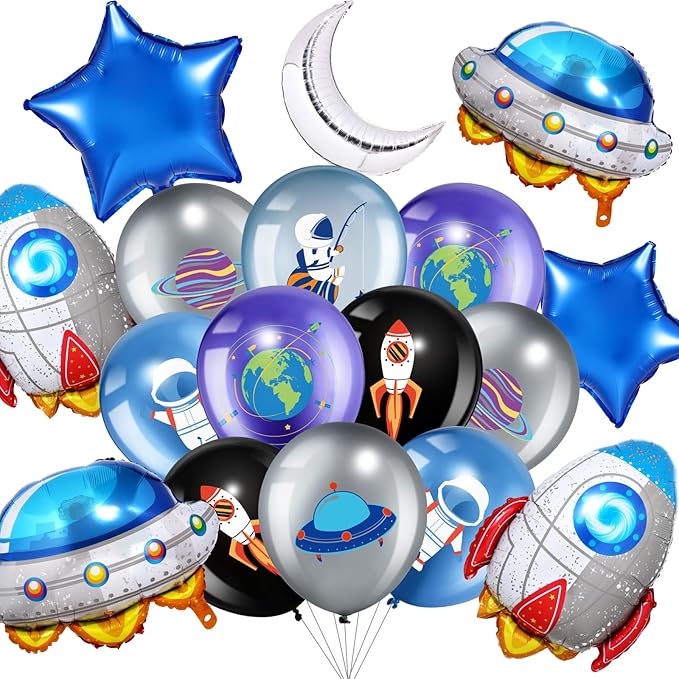 Amazon.com: Glimin 56 Pcs Outer Space UFO Party Balloons Set, Galaxy ...