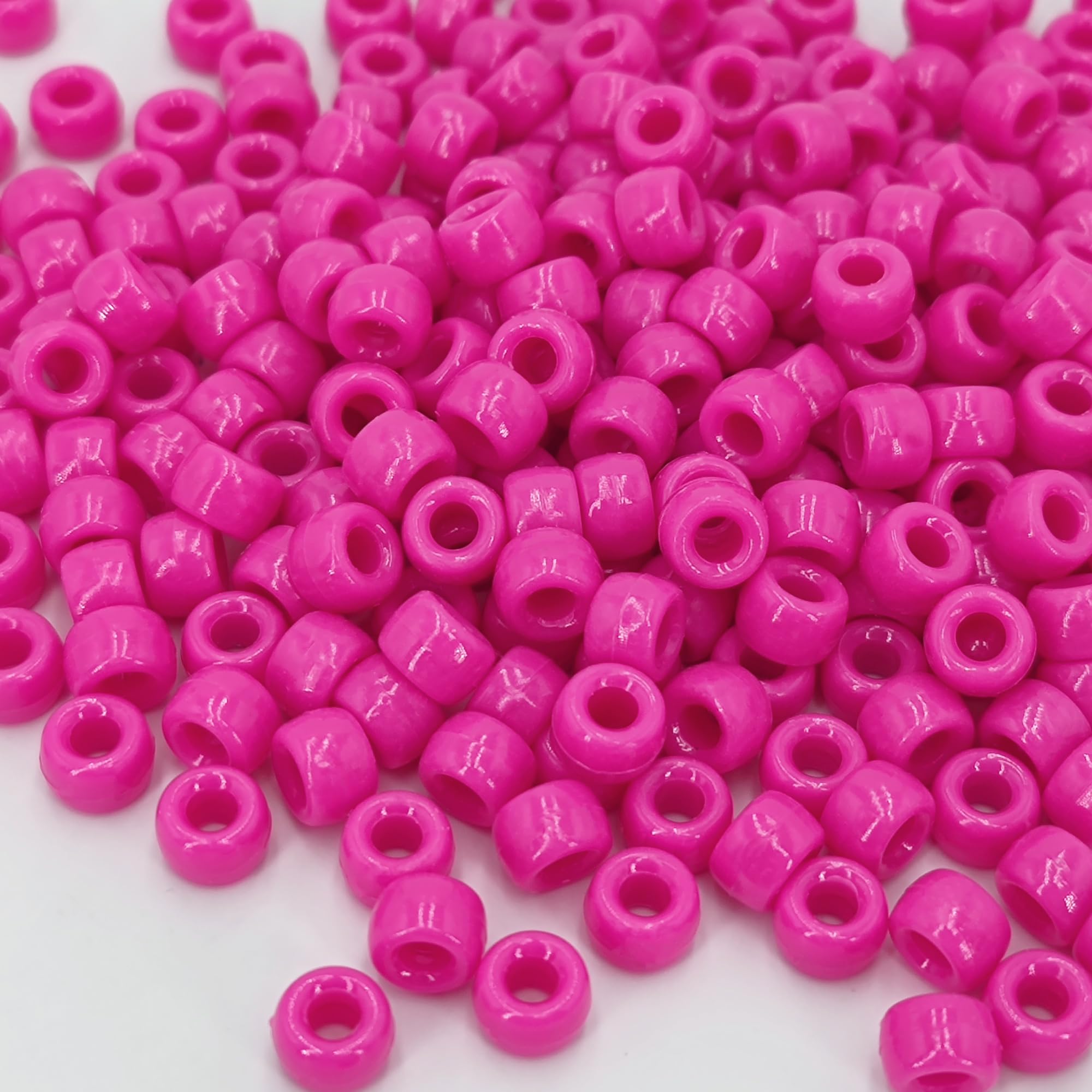 Amazon.com: MIIIM 1200PCS 6x9mm Pony Beads Bulk, Hot Pink Pony Beads ...