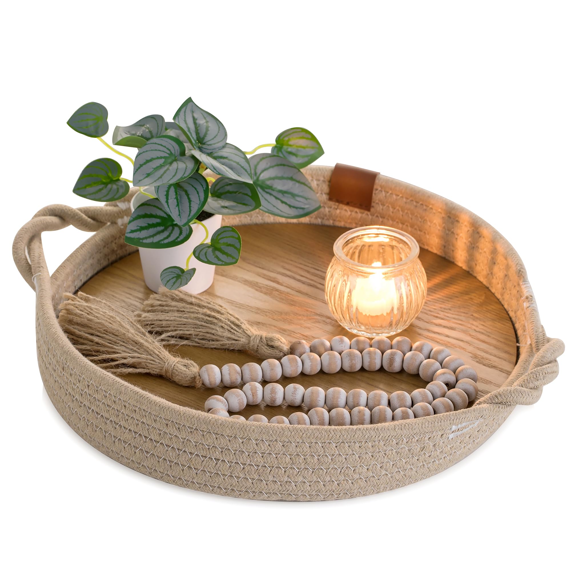 Amazon.com: Hanobe Decorative Tray for Coffee Table: Round Serving ...