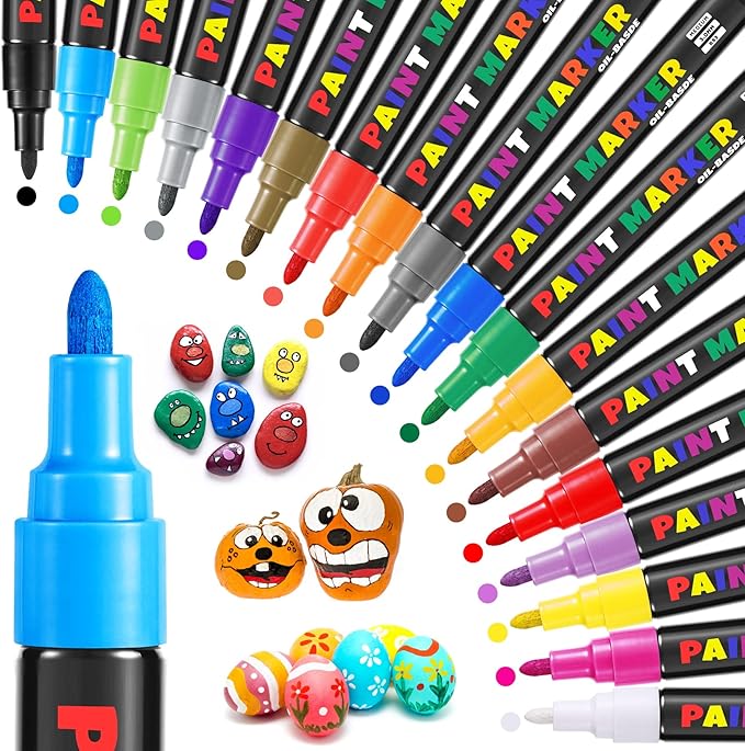 LUZOON Acrylstifte für Steine Wasserfest 18 Farben, Permanent Marker ...