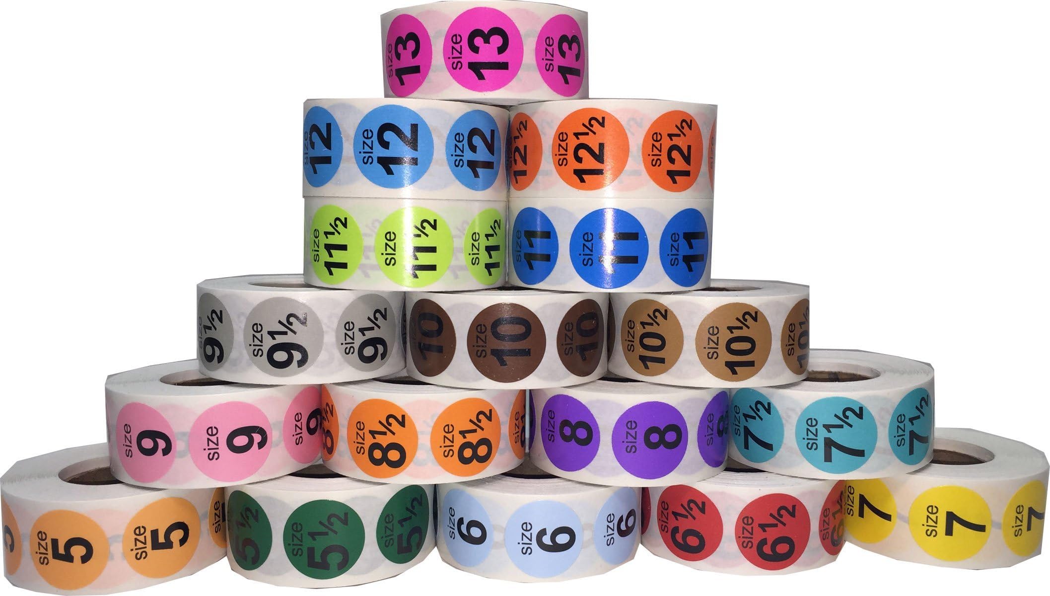 Amazon.com : Shoe Size Stickers - Adhesive Colored Shoe Retail Labels ...