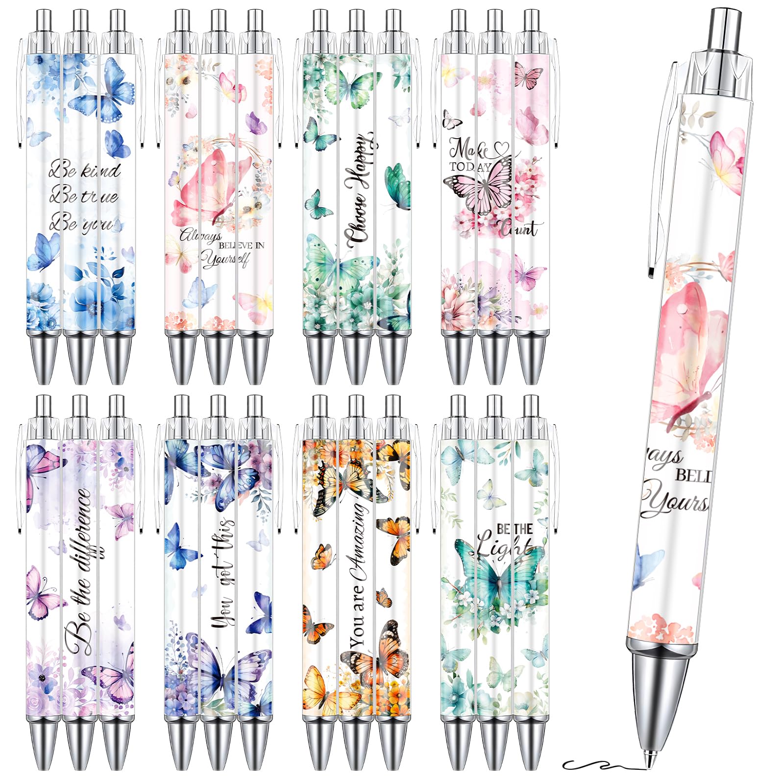 Amazon.com : Wxiben Butterfly Inspirational Ballpoint Pens - 24PCS ...