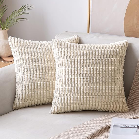 Amazon.com: MIULEE Pack of 2 Corduroy Decorative Throw Pillow Covers ...