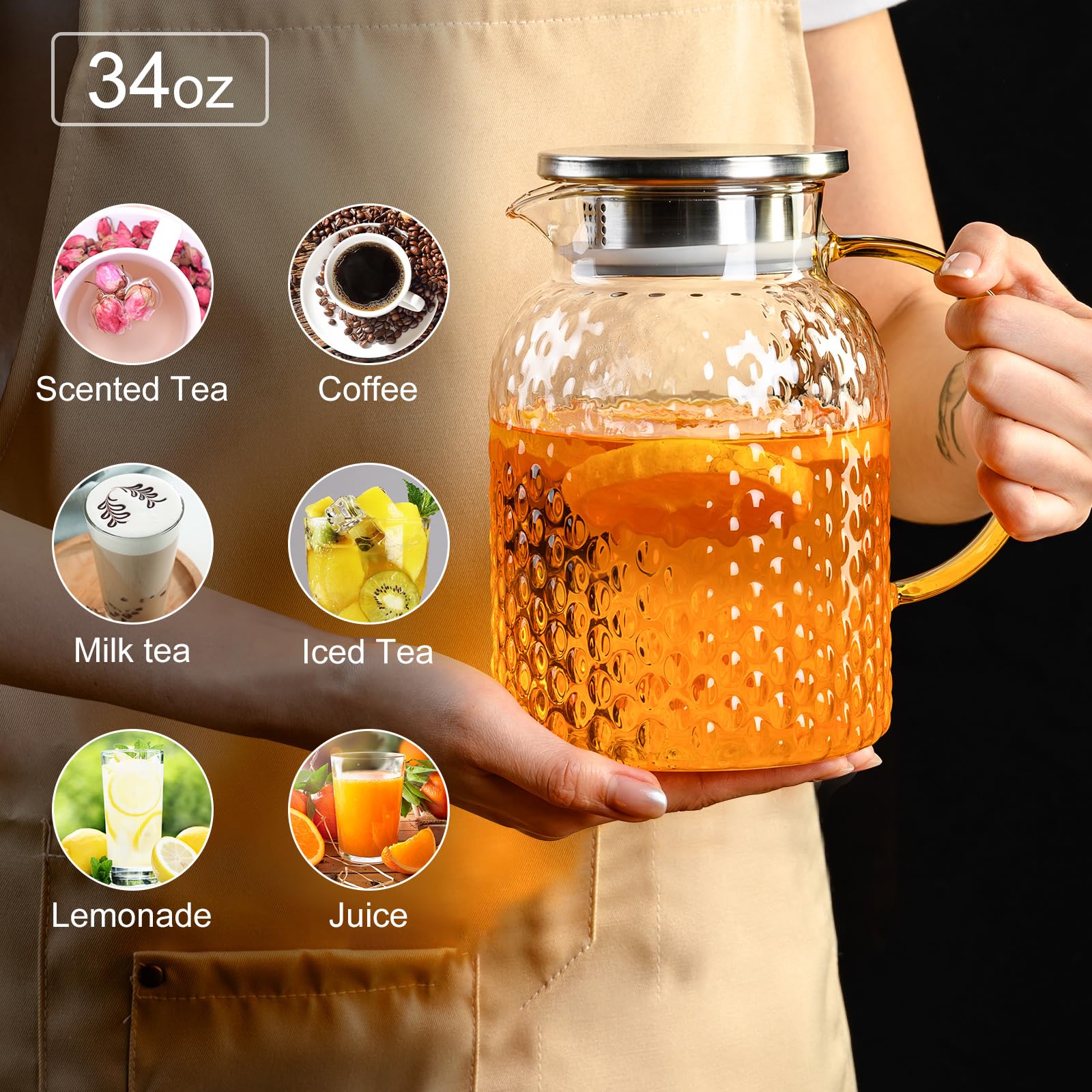 Snapklik.com : PARACITY Glass Pitcher Squama Designed, Glass Water Pitcher