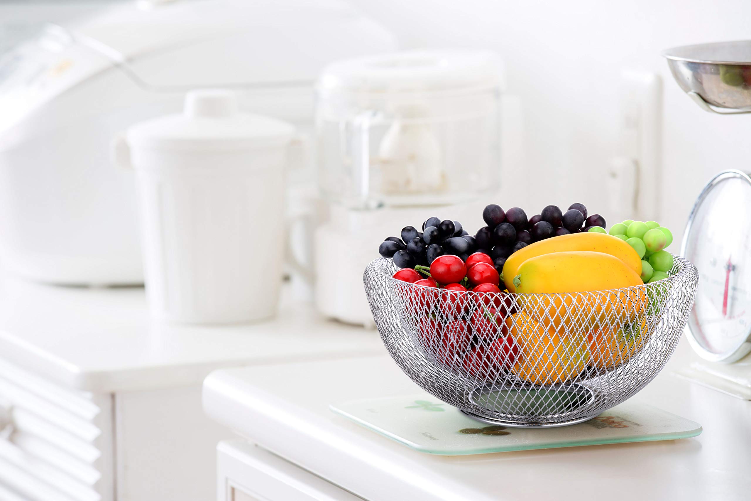 IBERG Mesh Fruit Bowl Decorative Fruit Basket Holder for Kitchen ...