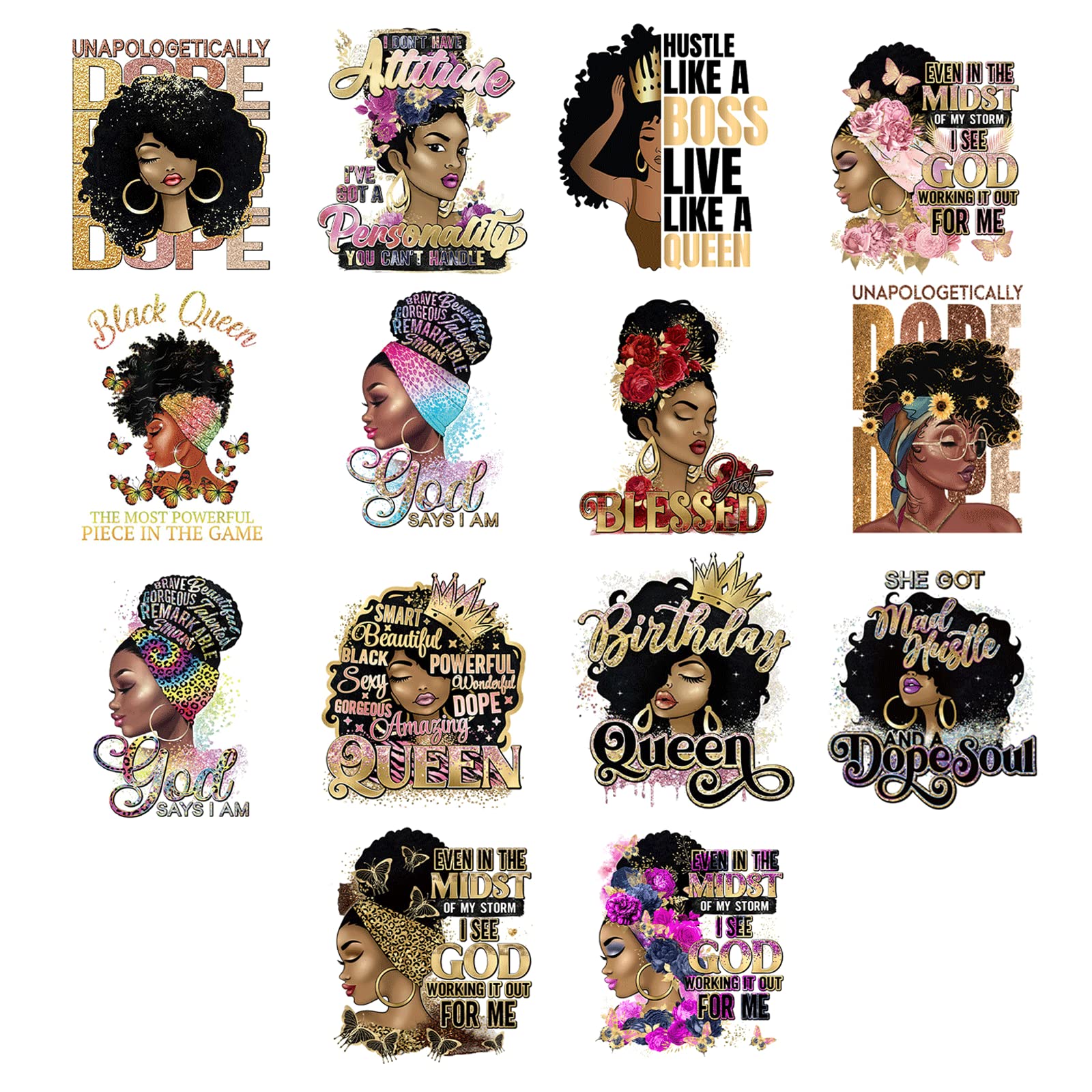 Amazon.com: Qusmeiyici 14Pcs Black Women Letters Iron On Decals Thermal ...