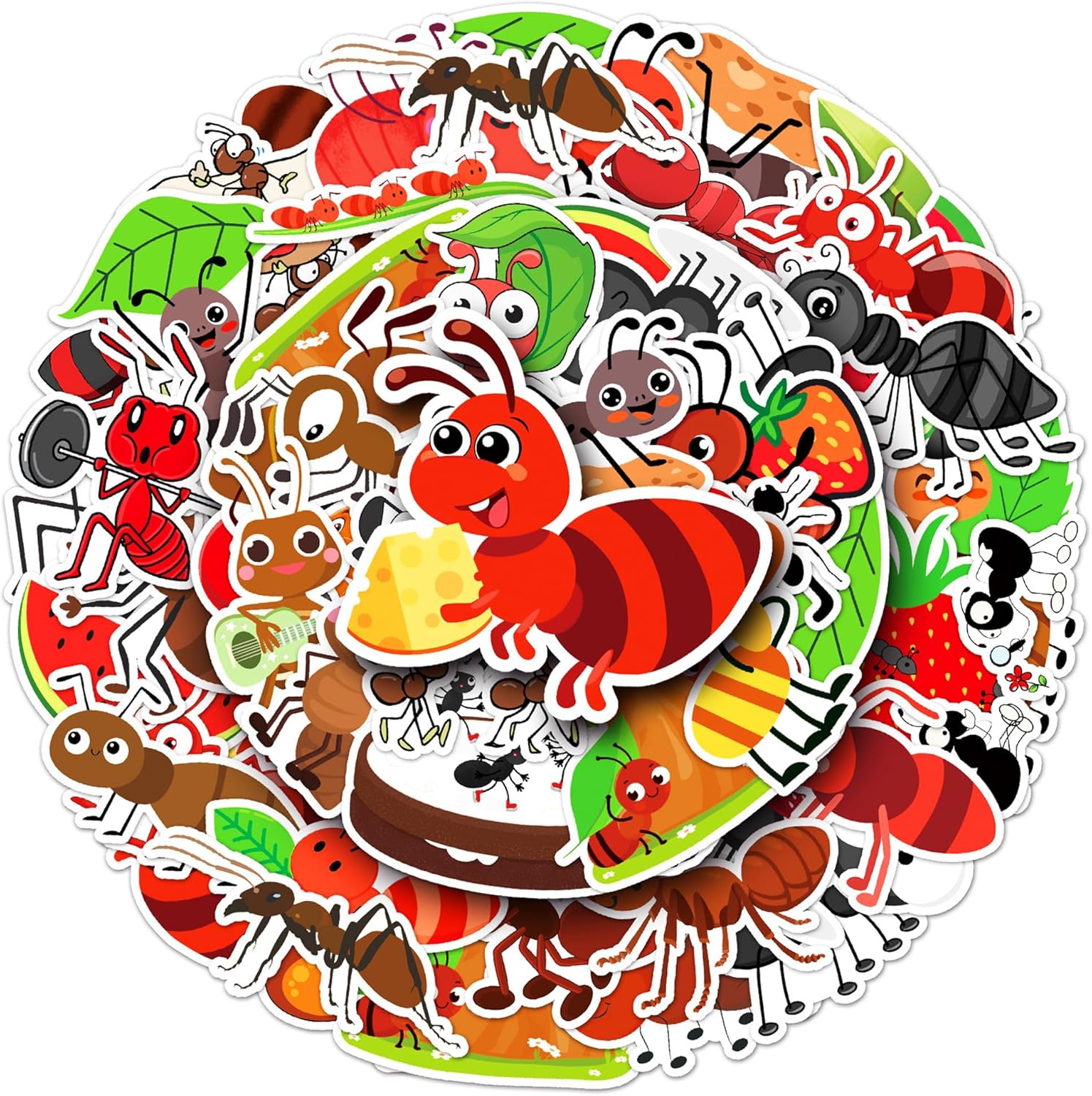 Amazon.com: Aiwuding Ant Stickers Pack, 50PCs, Cute Cartoon Animal Ants ...