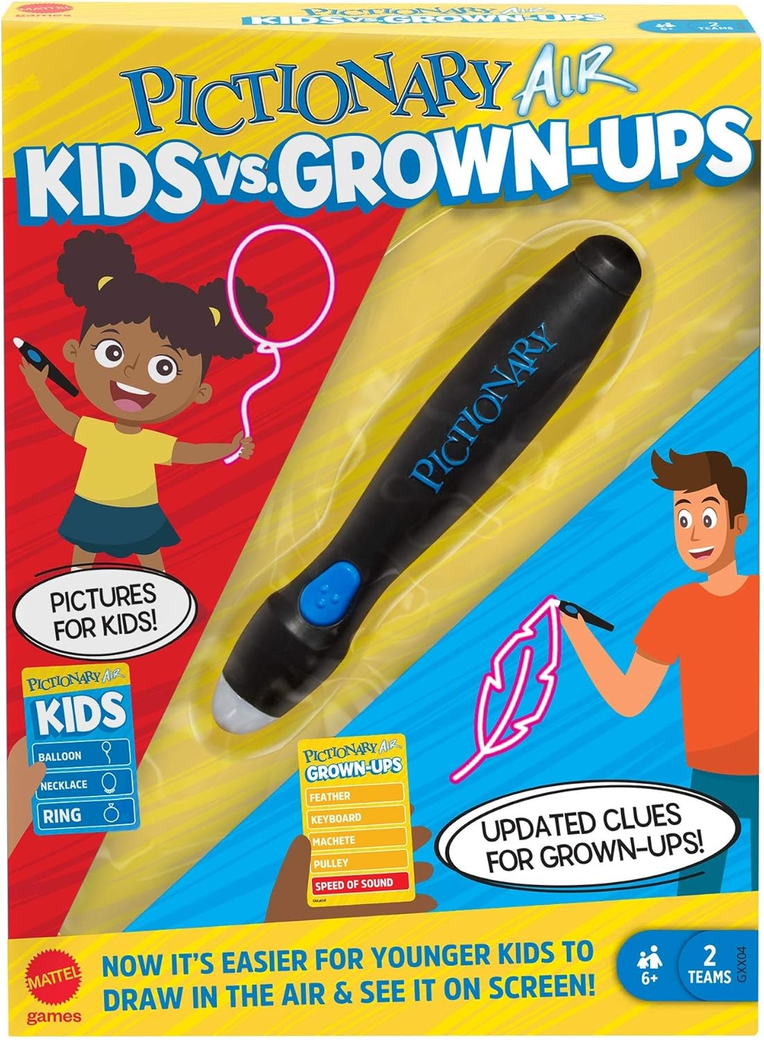 Amazon.com: Mattel Games Pictionary Air Kids vs Grown-Ups Family ...