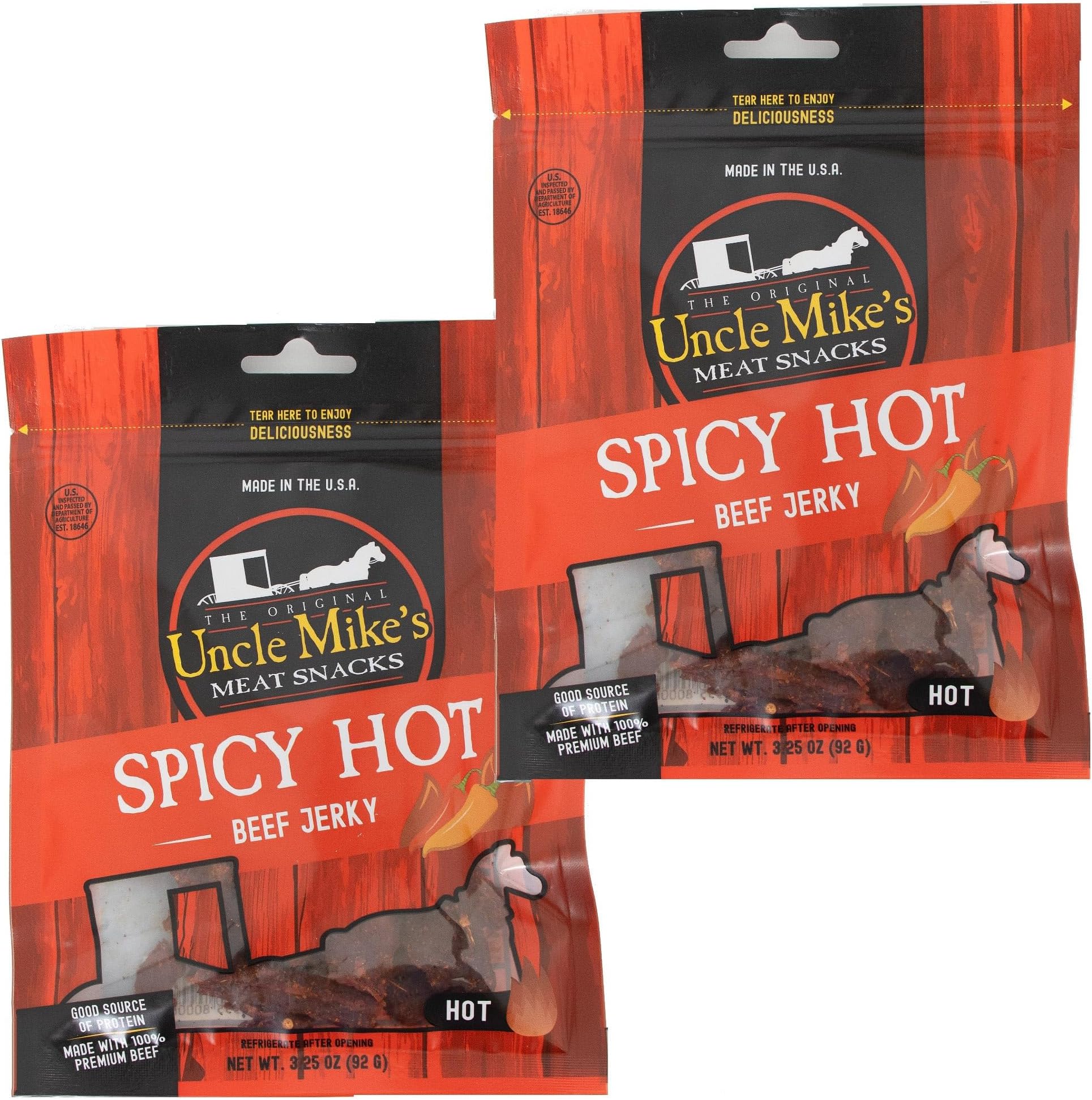 Amazon.com: Uncle Mike's Beef Jerky Snacks - Gluten Free, 2 Bags, Tasty ...