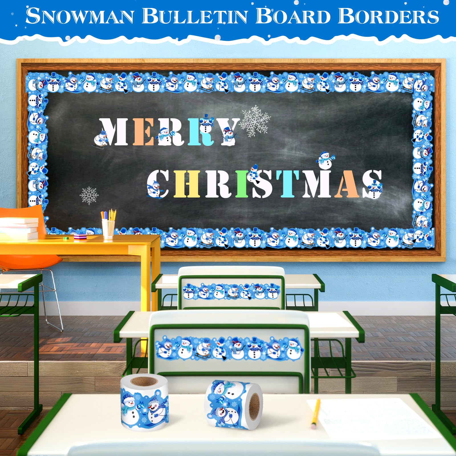 Snapklik.com : 68 Feet Snowman Borders For Bulletin Board, Winter ...