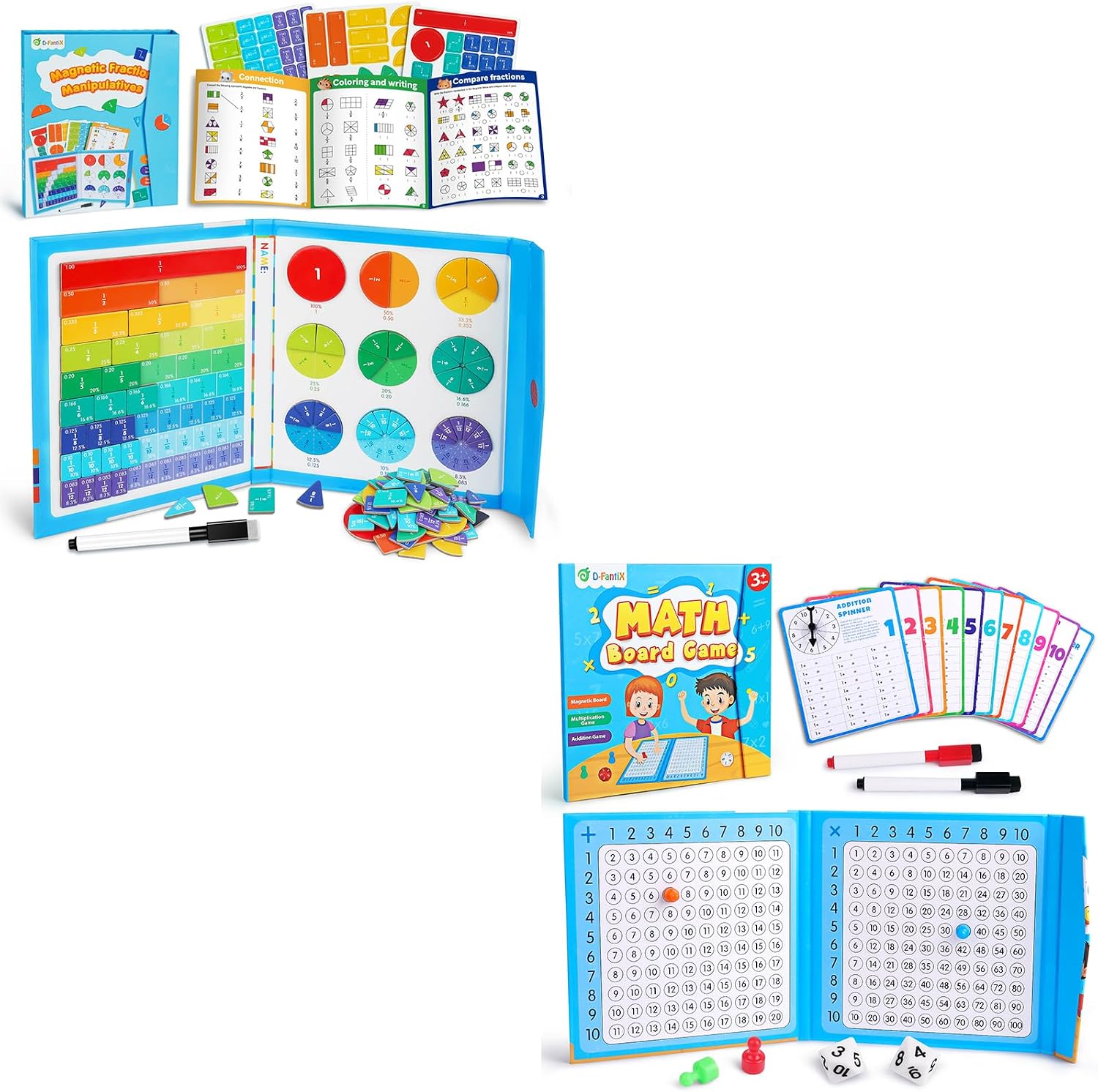 Amazon.com: D-FantiX Magnetic Fraction Educational Puzzle & Magnetic ...