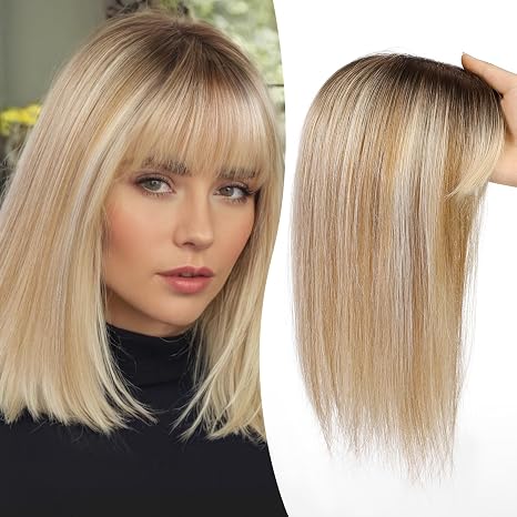 Amazon.com : KKU 12Inch Hair Toppers for Women Real Human Hair ...