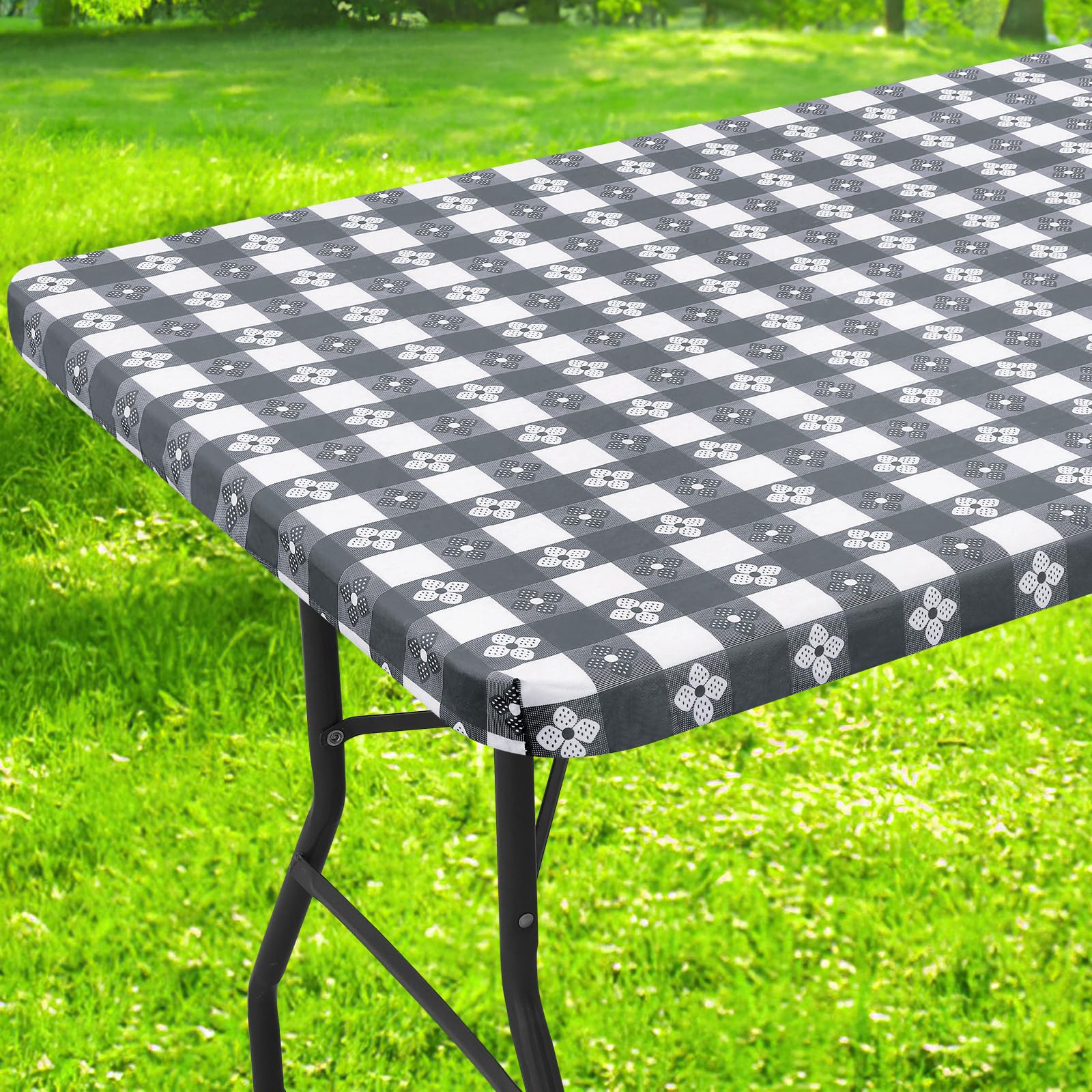 Amazon.com: Spotjoy Rectangle Picnic Table Cloth, Waterproof Elastic ...