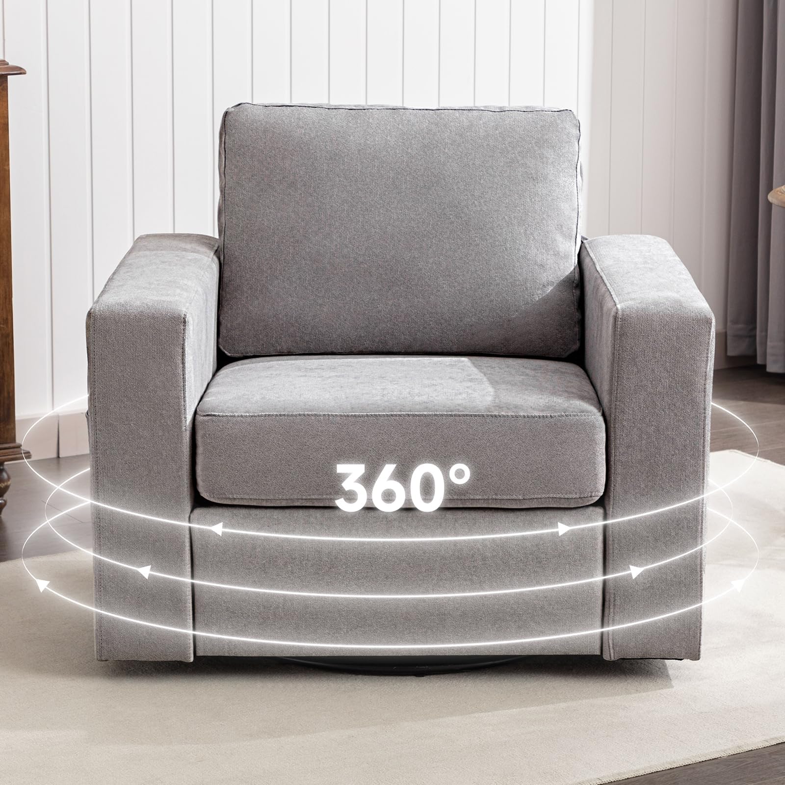 Amazon.com: Oversized Swivel Accent Chair 6.3'' W Upholstered Arm Chair ...