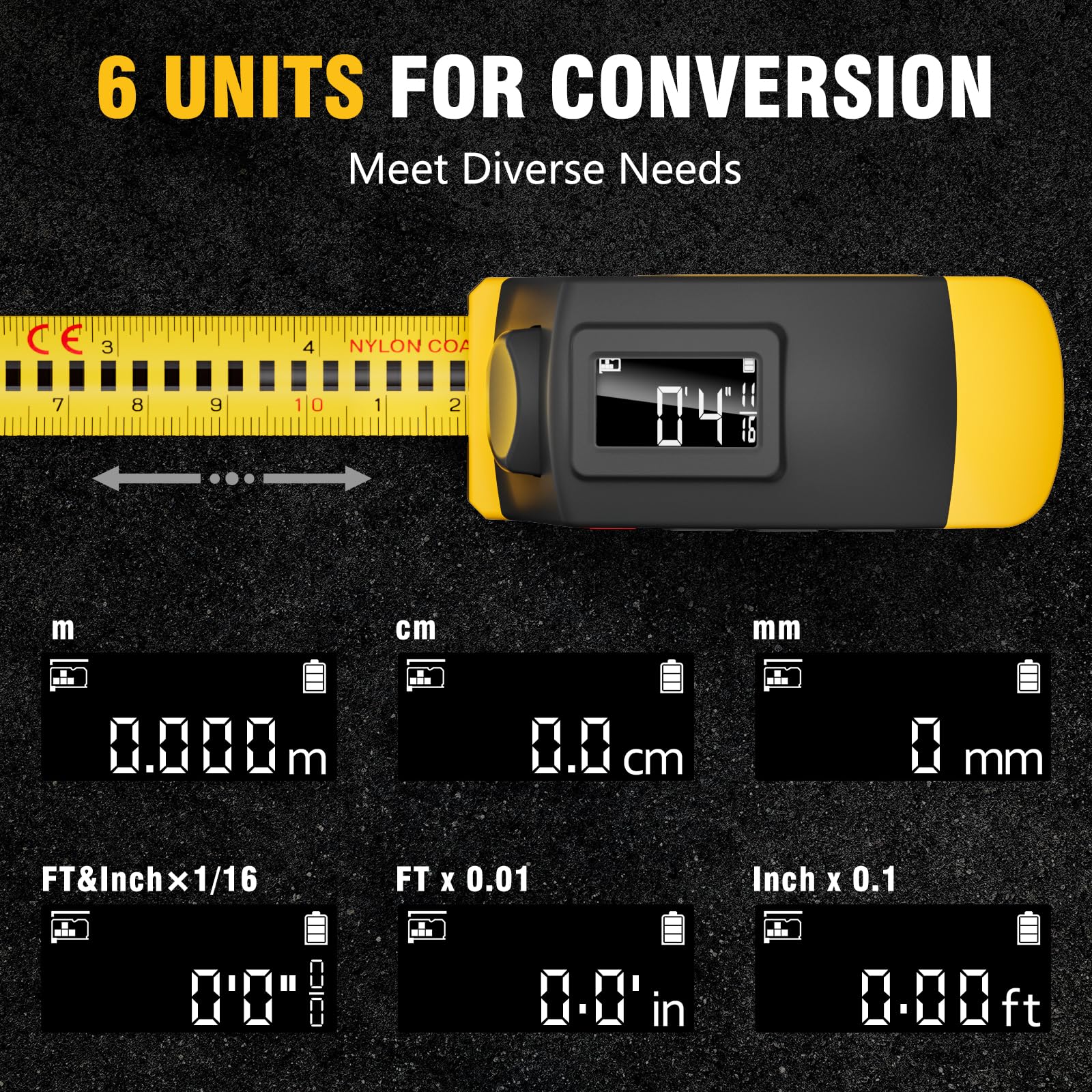 Snapklik.com : 2-in-1 Digital Tape Measure, 16Ft Measuring Tape, 50 ...