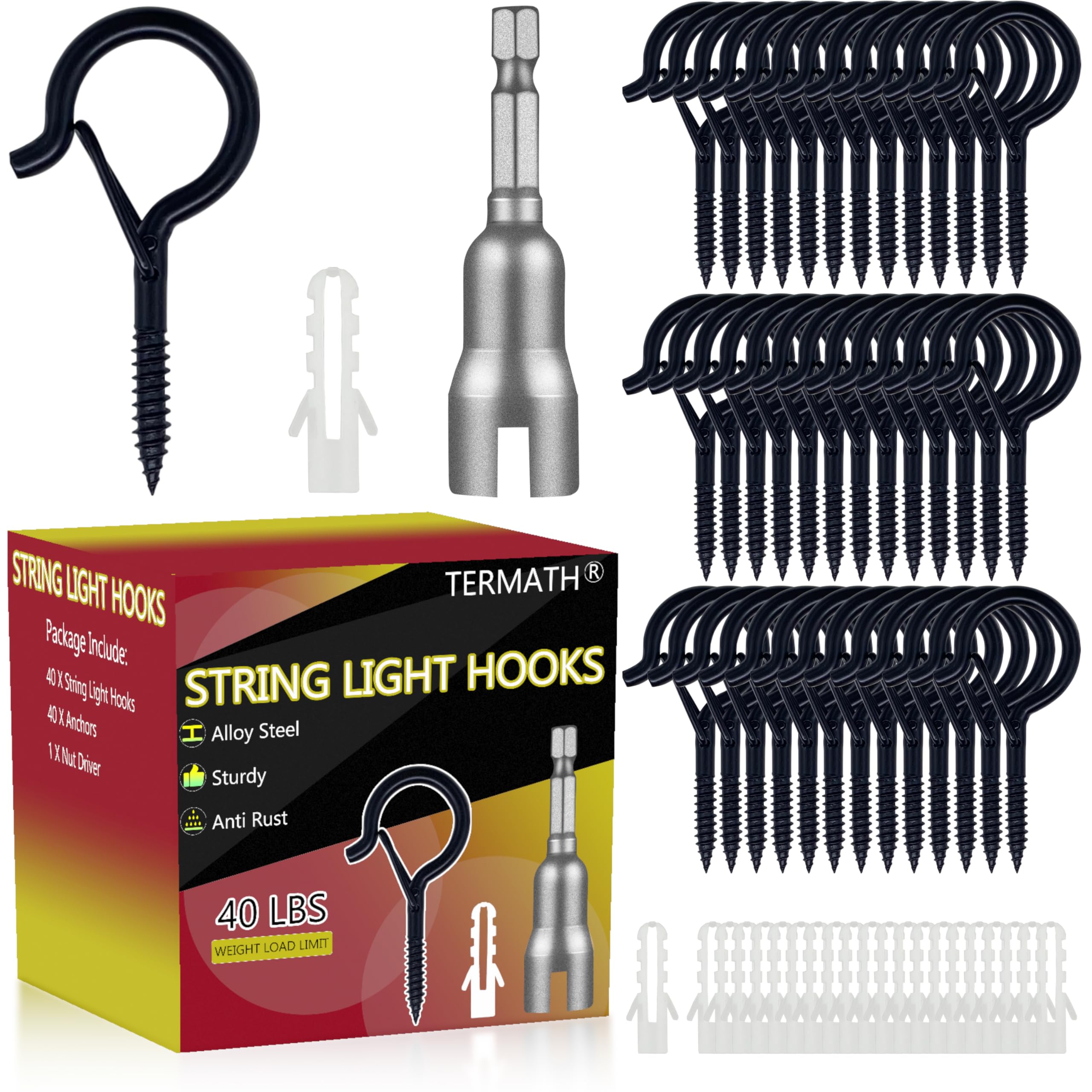 Amazon.com: TERMATH 40PCS String Light Hooks with Spring Latch,Plant ...