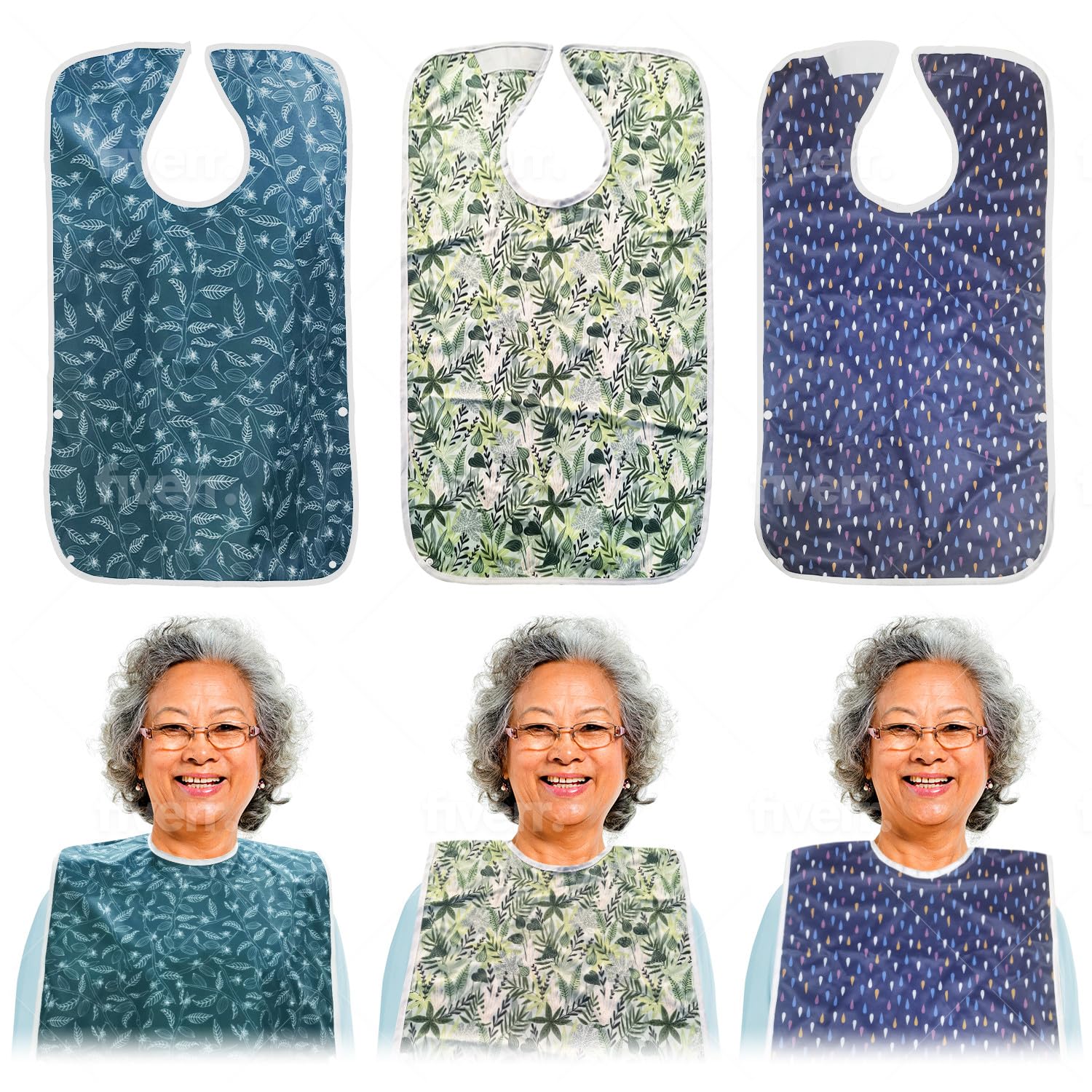 Amazon.com: Libels Adult bibs for Eating with Crumb Catcher (3 Pack ...